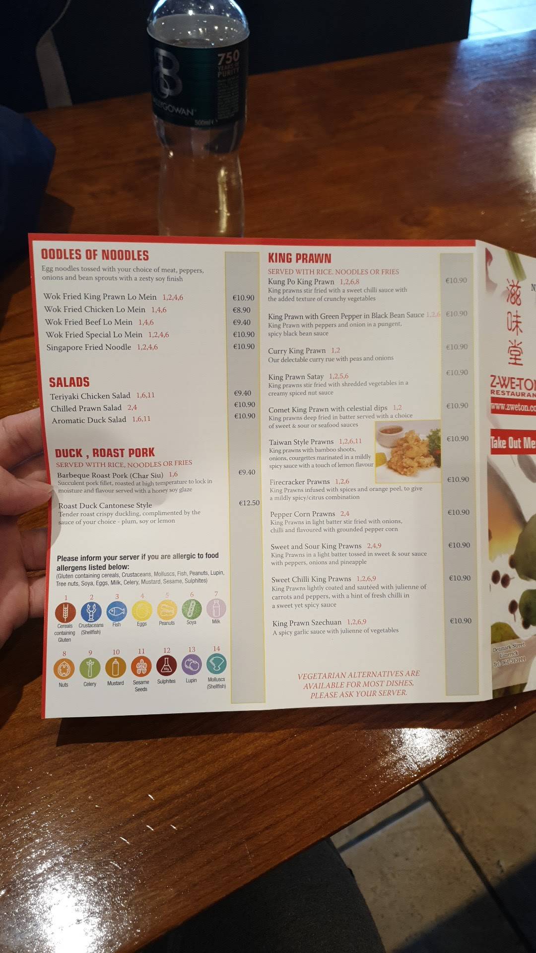 Menu at Zweton ANNACOTTY/CASTLETROY Restaurant, Annacotty, Newtown Centre