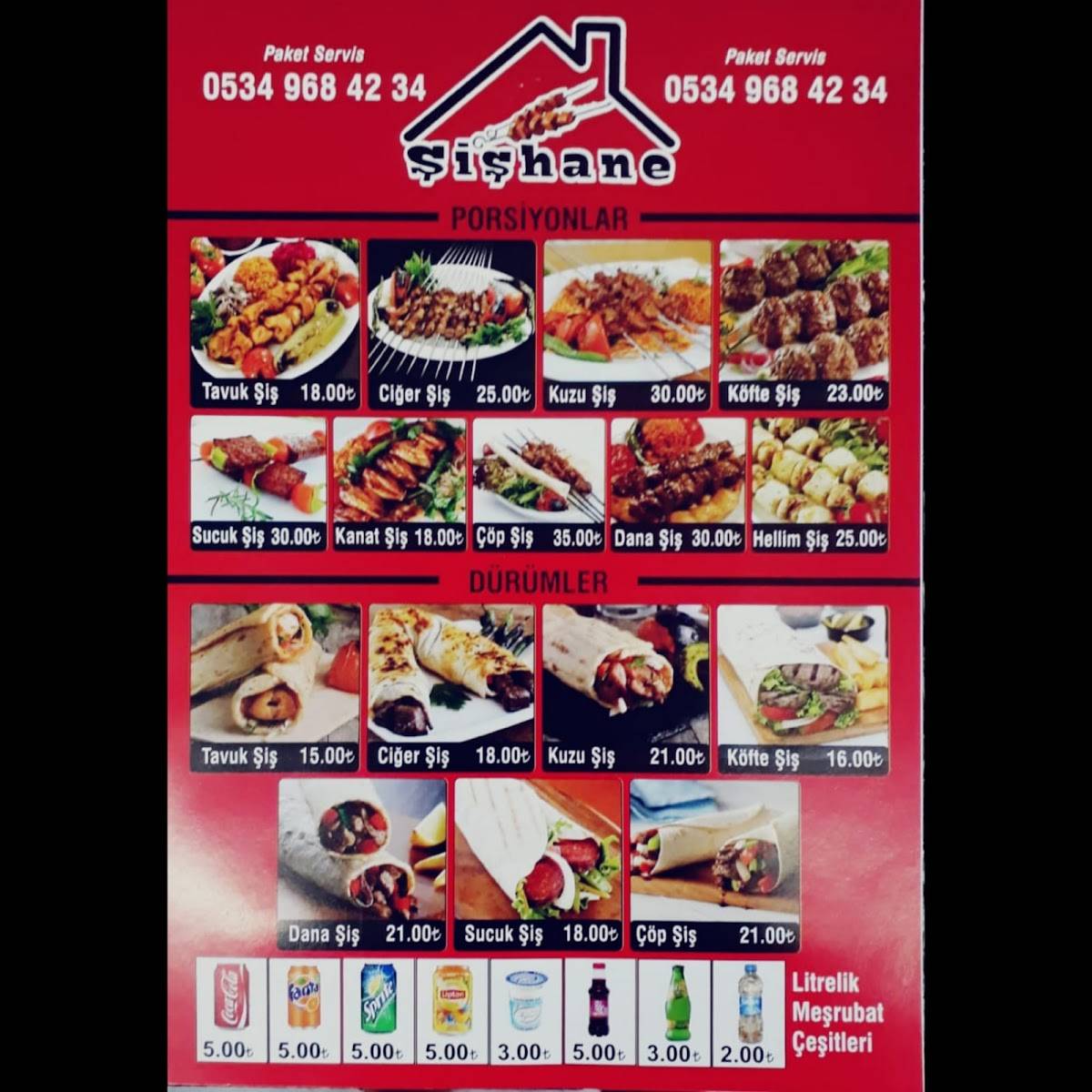 Menu at Şişhane Izgara, Istanbul