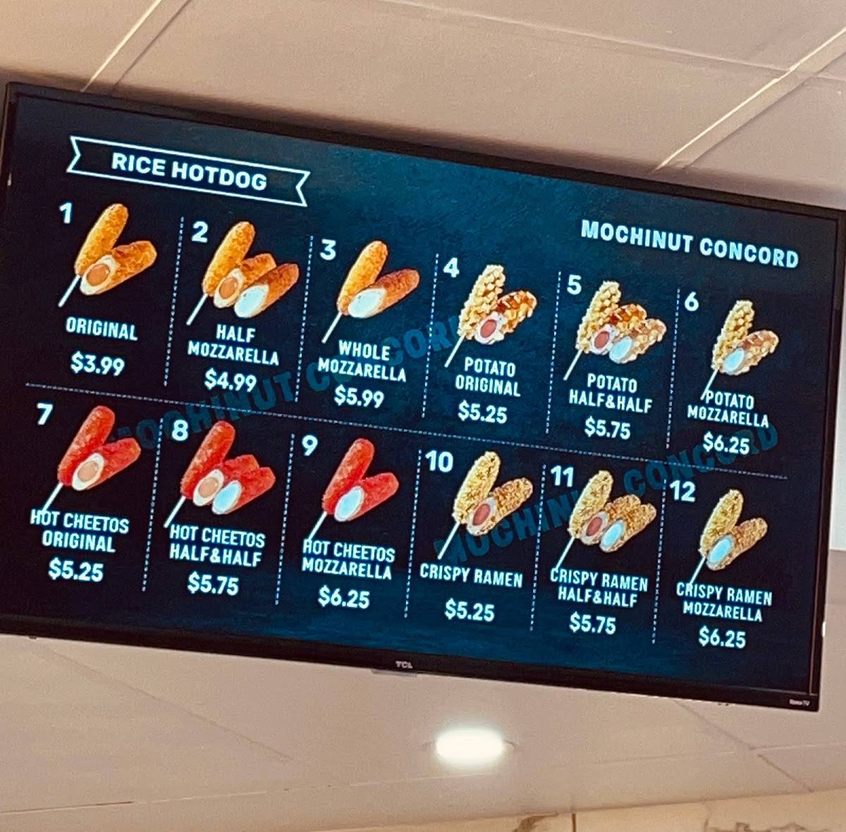 Menu at mochinut concord, Concord