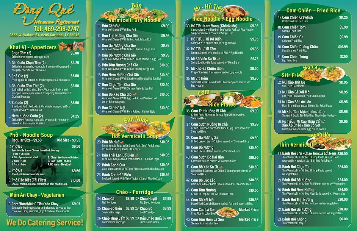 Menu at Đồng Quê Restaurant, Garland