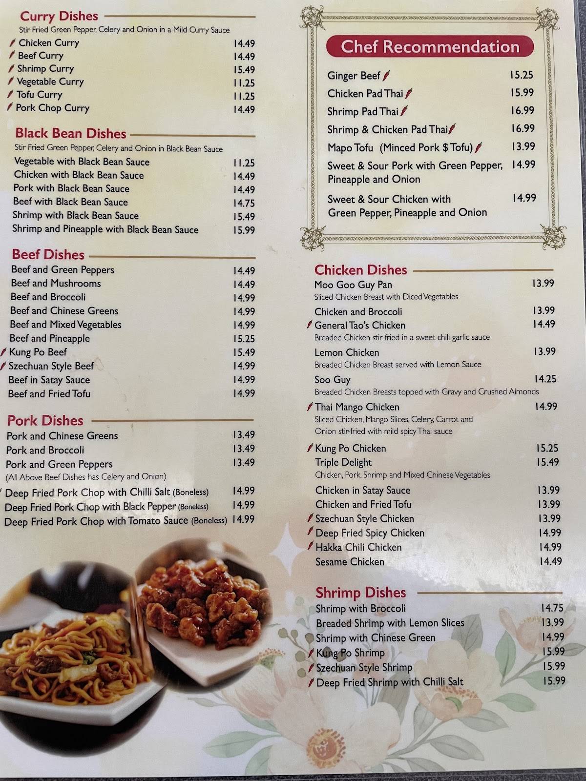 Menu at yang‘s fine kitchen restaurant, Penetanguishene
