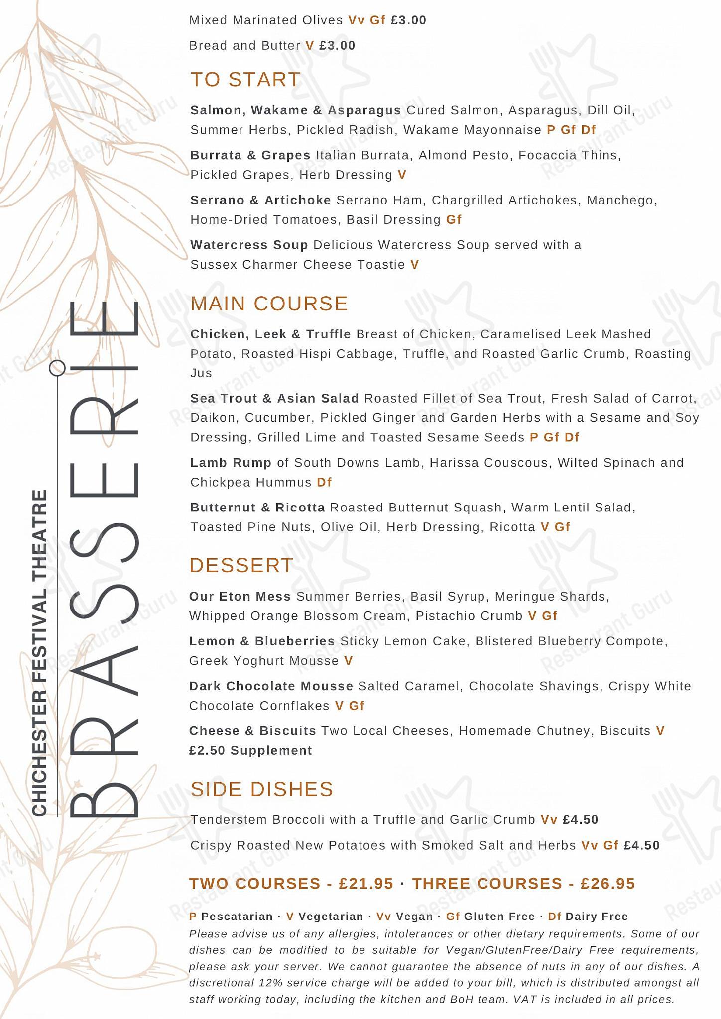 Menu at Minerva Bar, Chichester