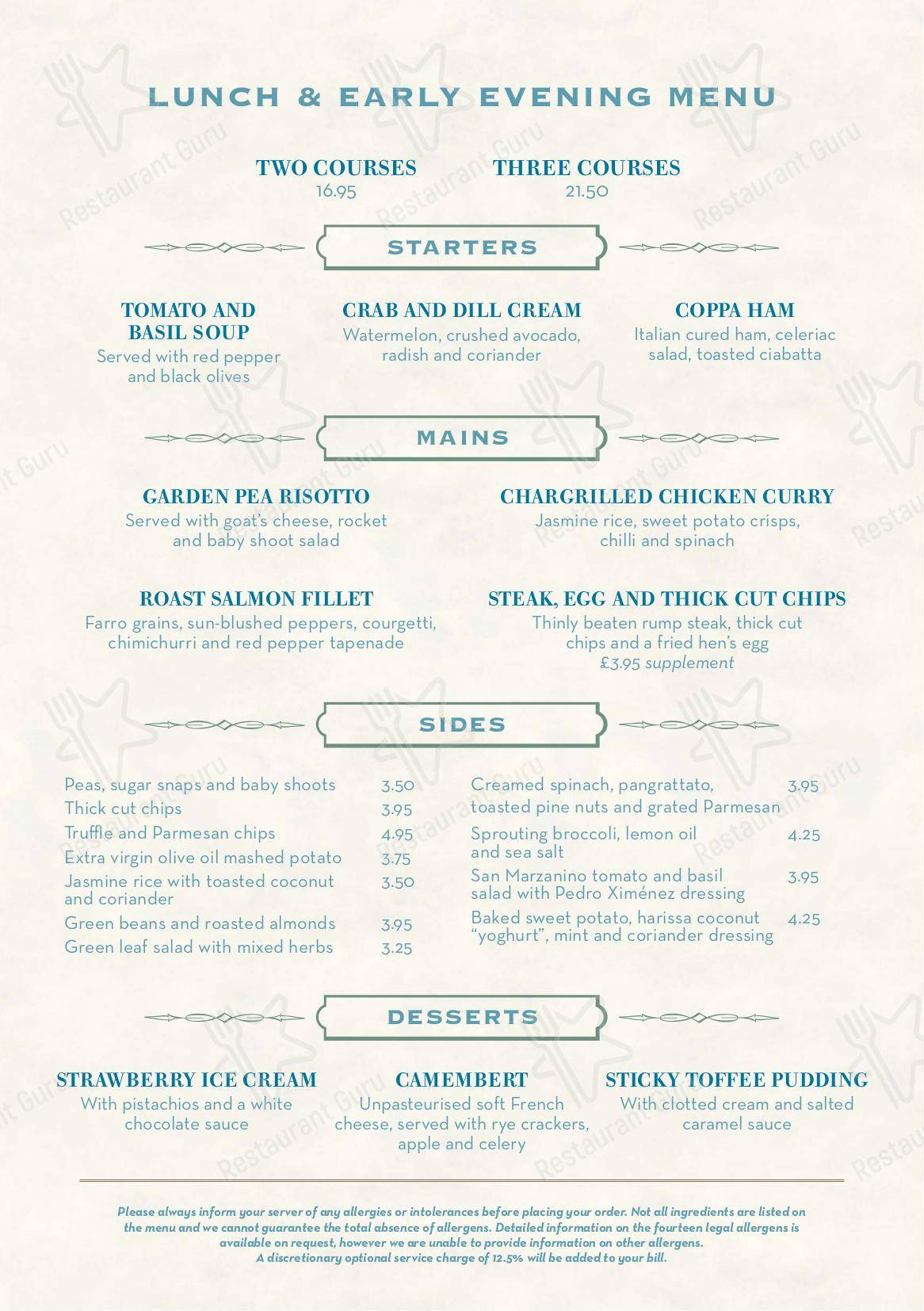 Menu at The Ivy Cambridge Brasserie restaurant, Cambridge
