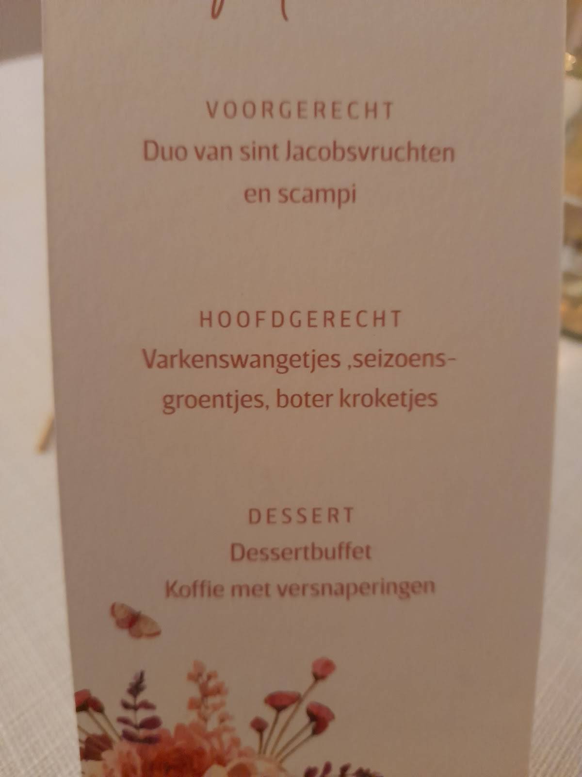 Menu at 't Groot Moerhof, De Panne