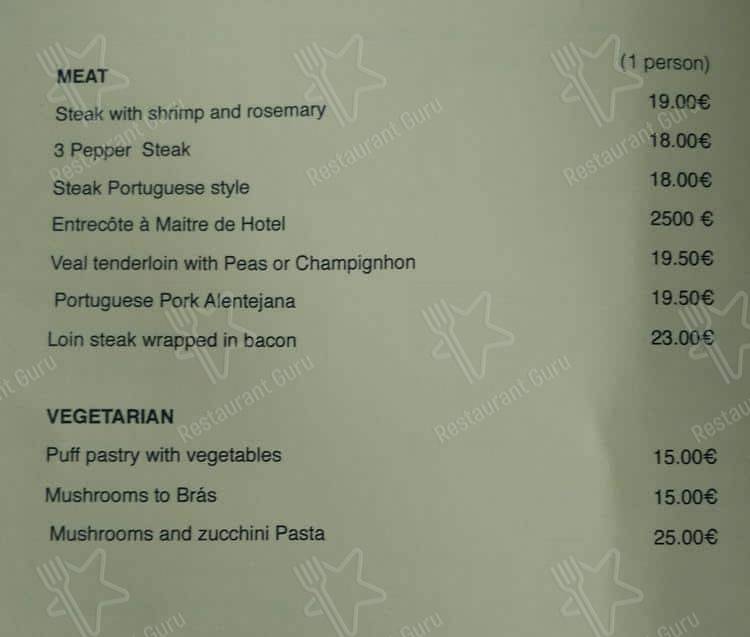 Menu at 5 Oceanos restaurant, Matosinhos