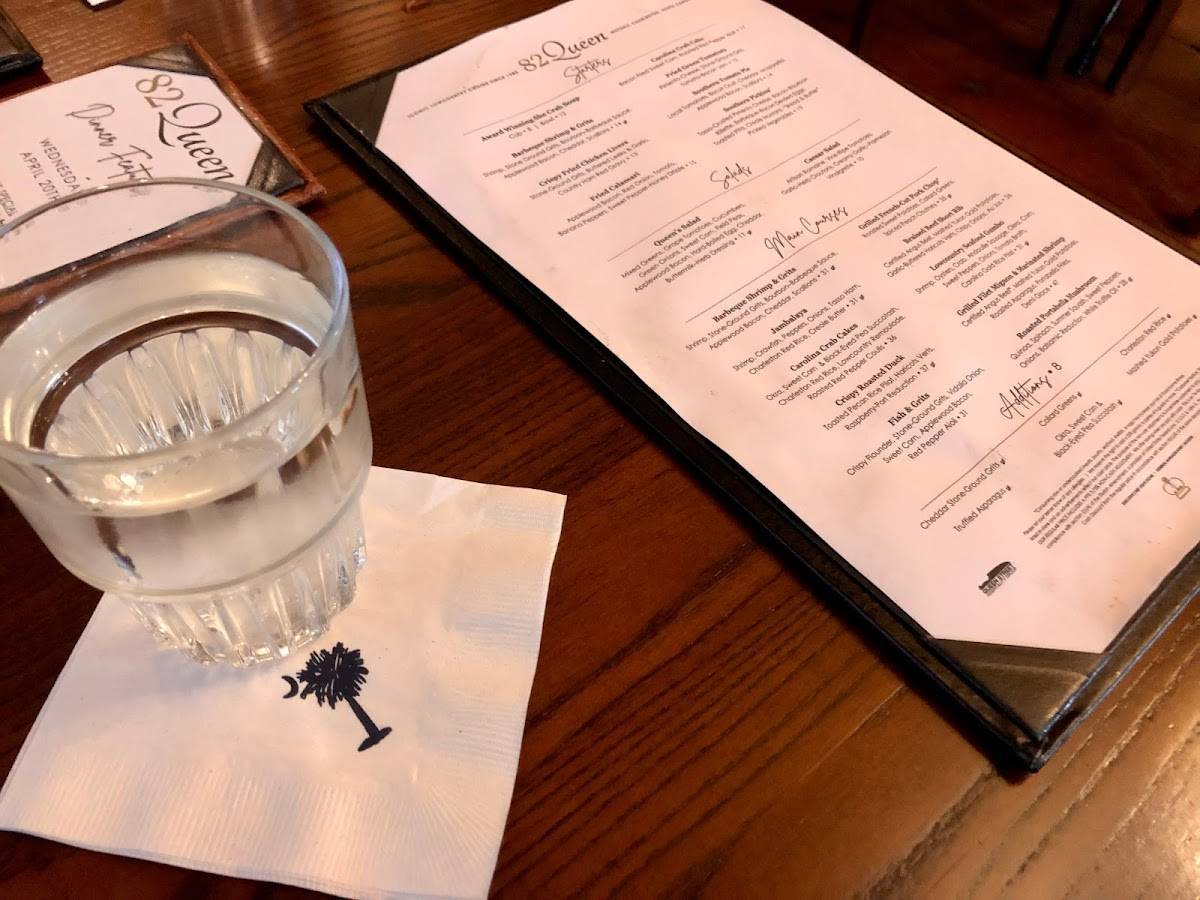 Menu at 82 Queen restaurant, Charleston