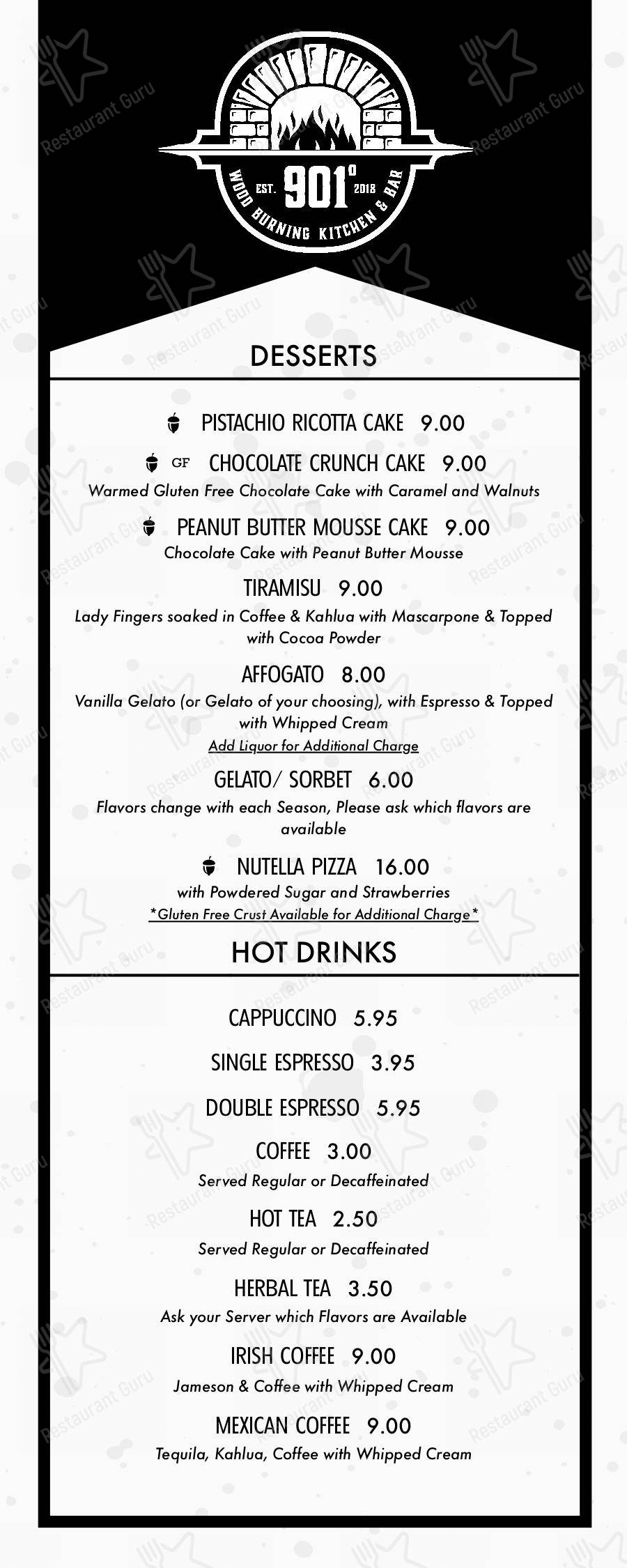 Menu at 901 Wood Burning Kitchen & Bar, Shrub Oak