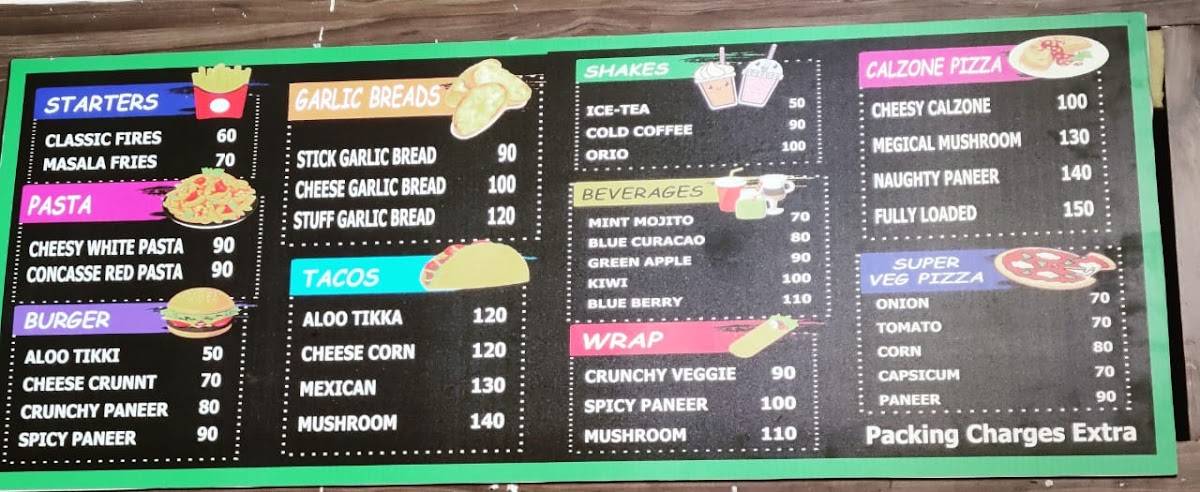 Menu at A pizza junction, Jaipur