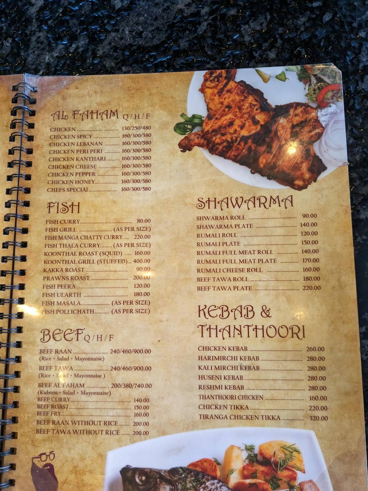 Menu at AL SAJ KITCHEN, Ernakulam, MINARVA GARDEN