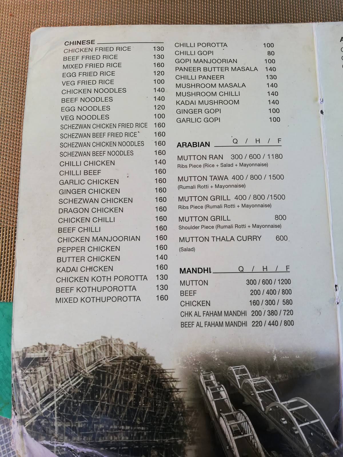 Menu at AL SAJ KITCHEN, Ernakulam, MINARVA GARDEN