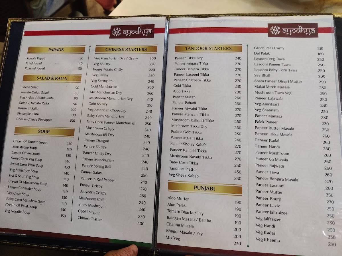 Menu at AYODHYA Veg, Pune