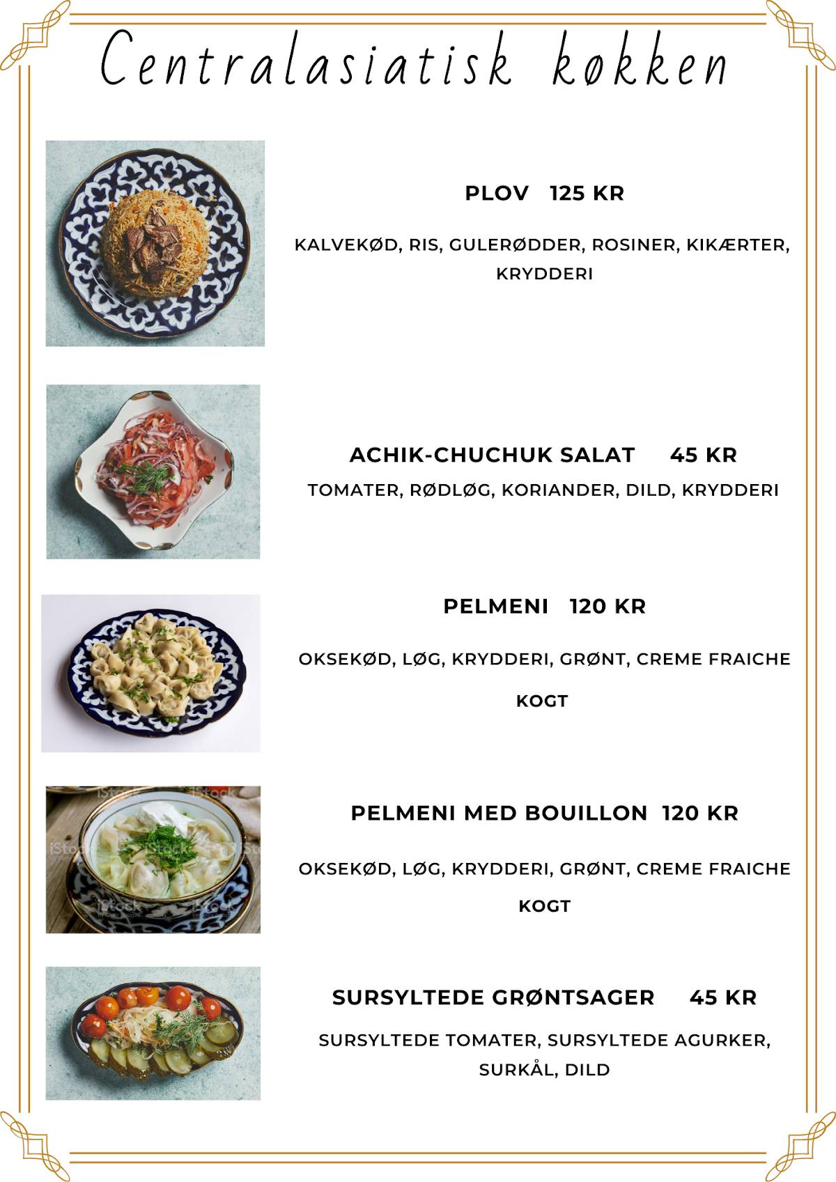 Speisekarte von Samarkand restaurant, Aarhus