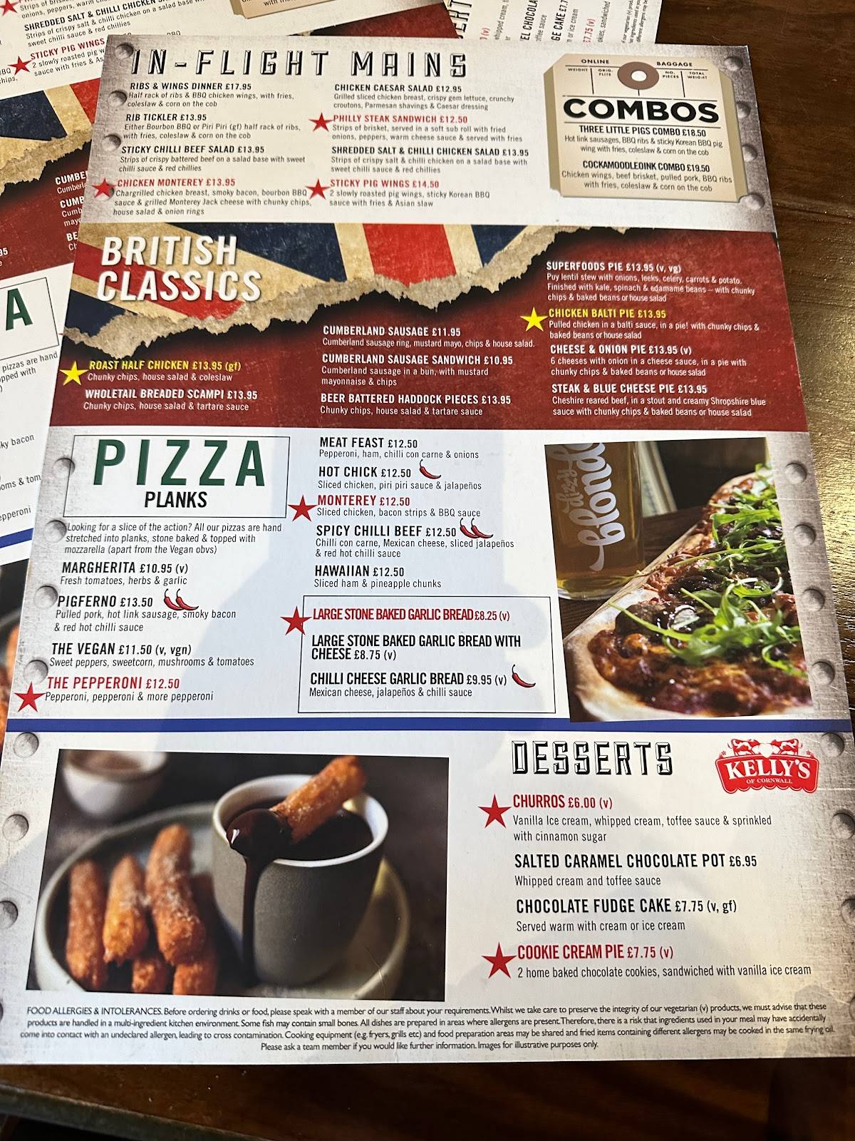 Menu at Airport Pub, Manchester Airport, Ringway