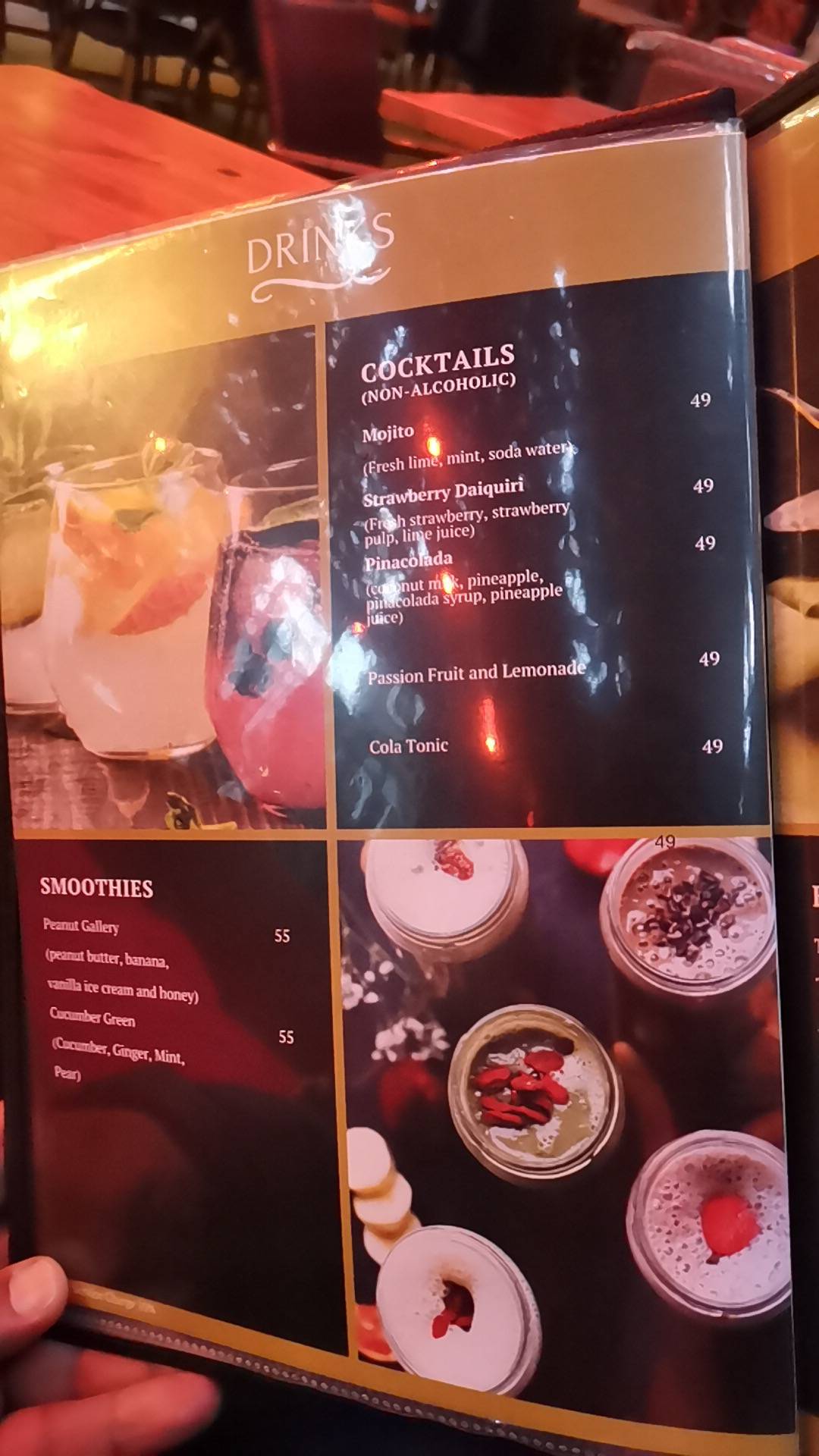 Menu at Ala Turkish restaurant, Cape Town