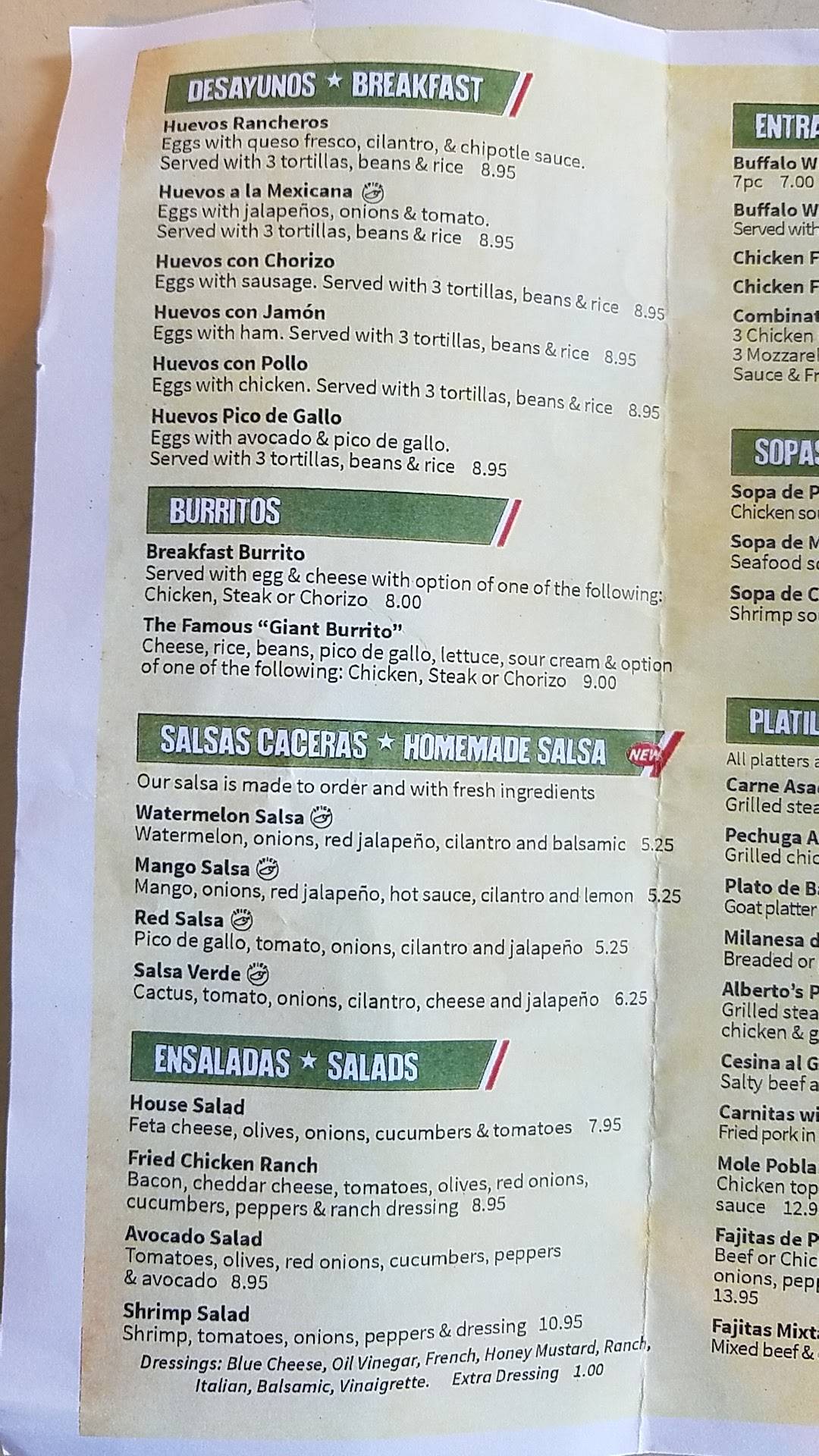 Menu at Alberto's Mexican Restaurant, Lacey Township