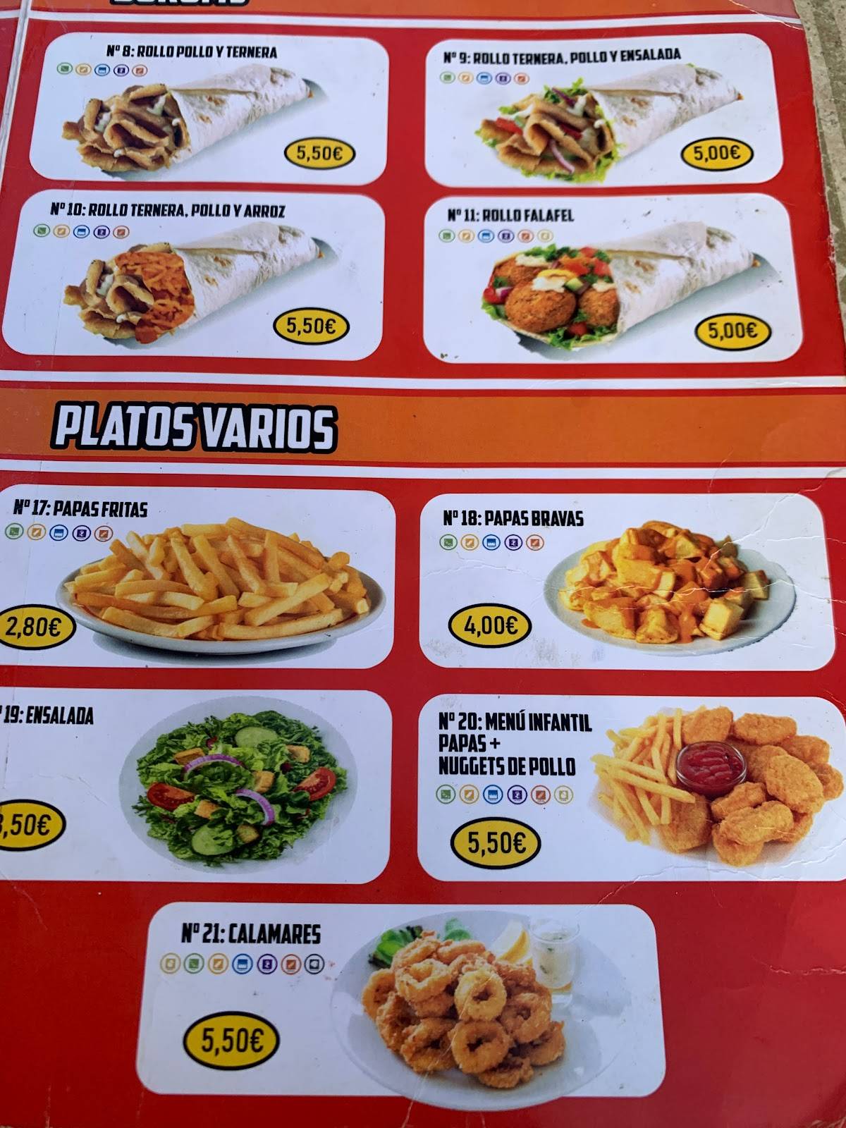 Carta de Ali Kebab Restaurante, Santa Cruz de la Palma
