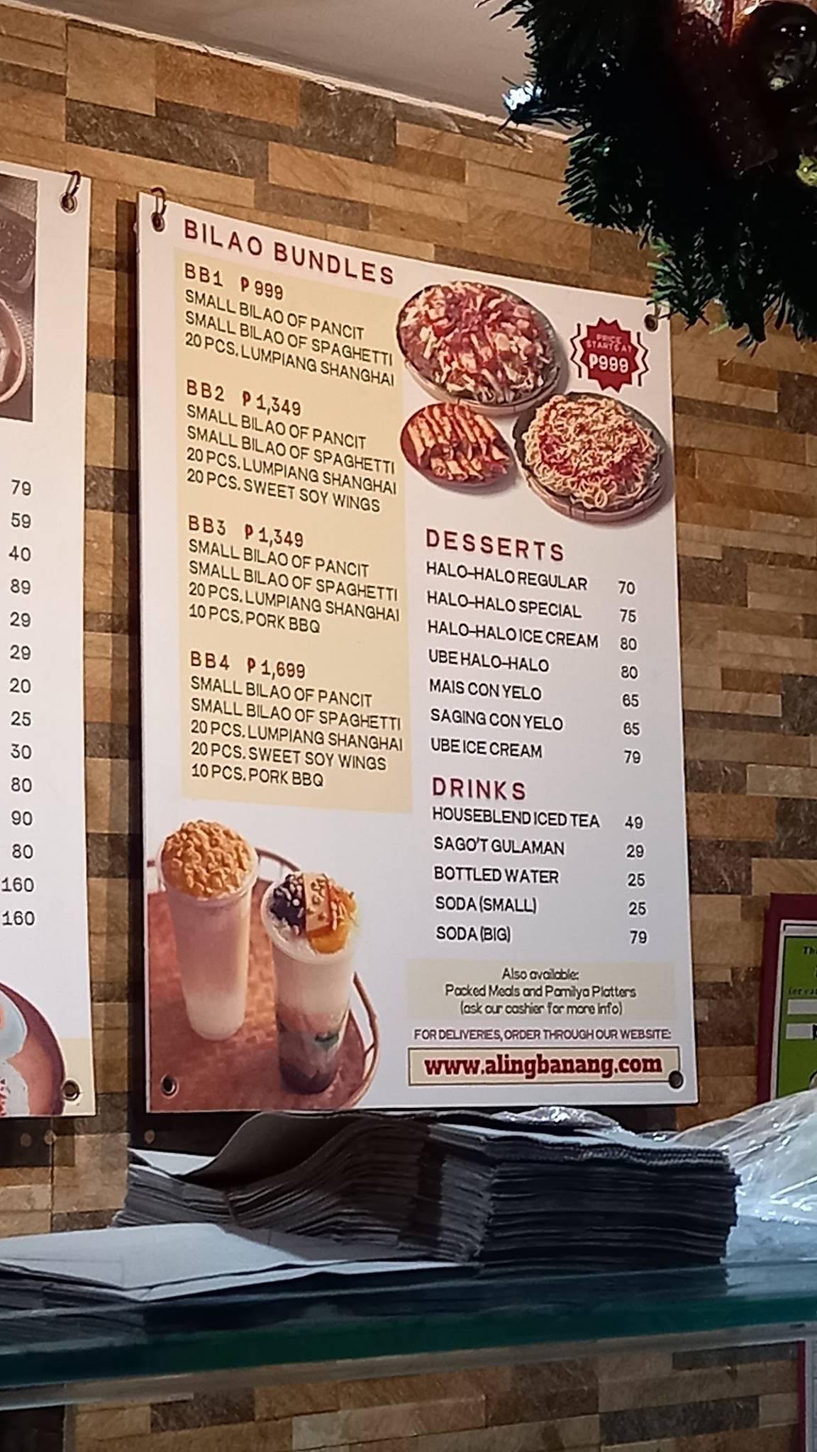 Menu at Aling Banang's E. Rodriguez restaurant, Quezon City, 284 Doña ...