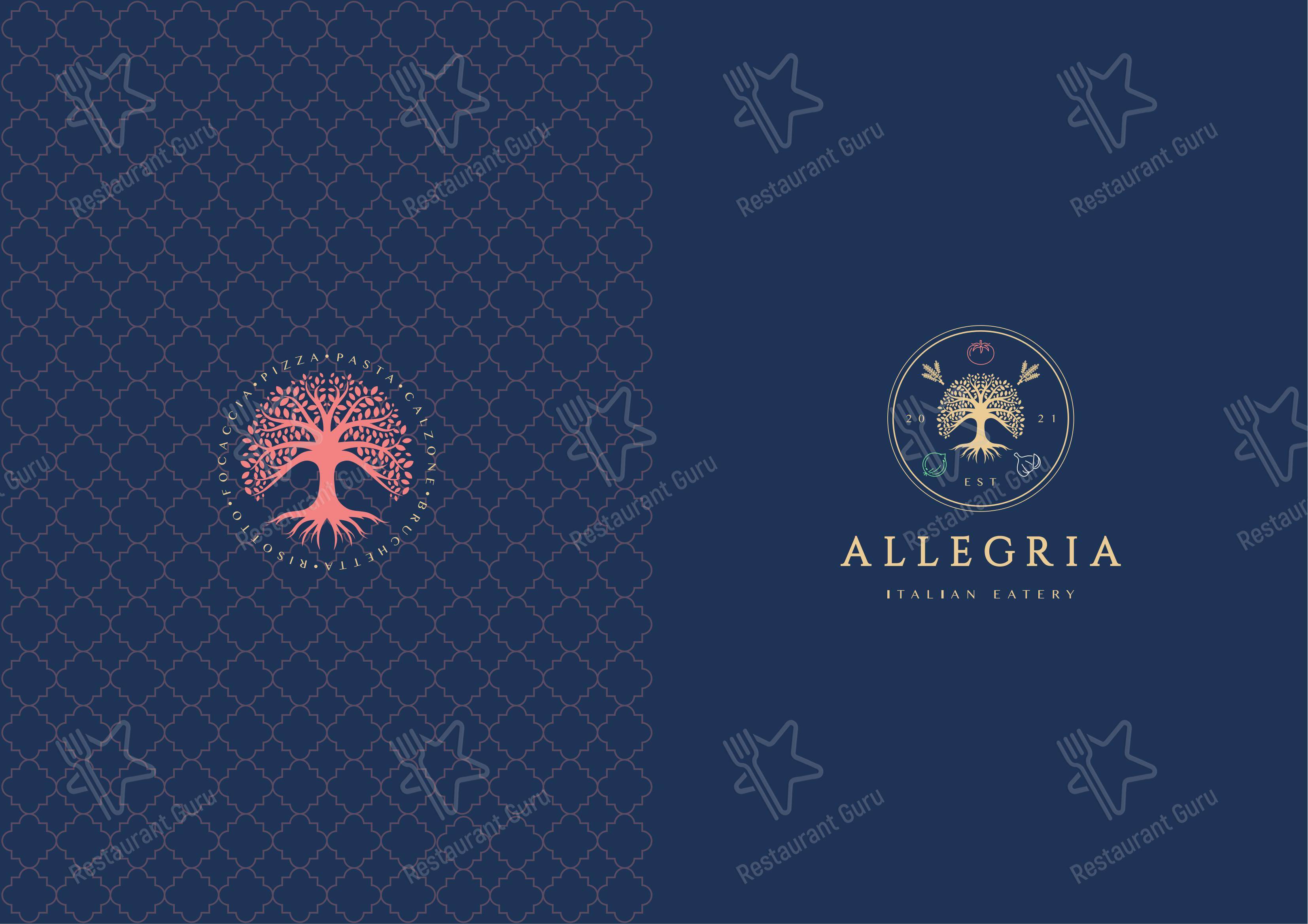 Menu at Allegria Eatery restaurant, Largs