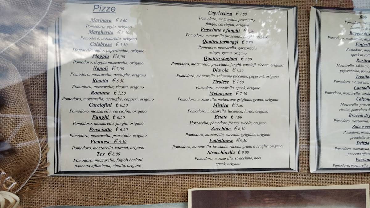 Menu da Ristorante La Lanterna, Andalo