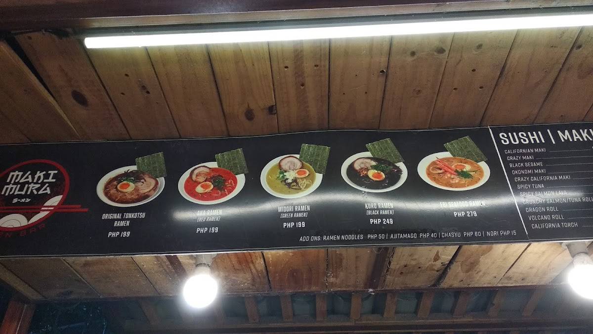Menu at Makimura Ramen Bar, Angeles, Tinio Building