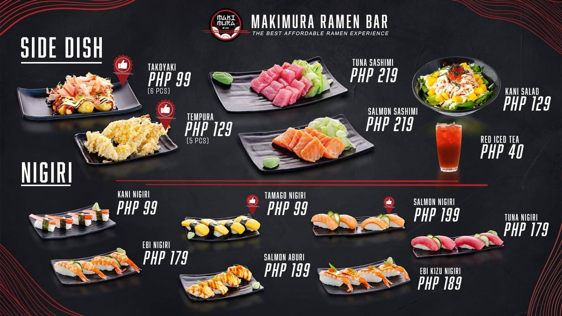 Menu at Makimura Ramen Bar, Angeles, Tinio Building