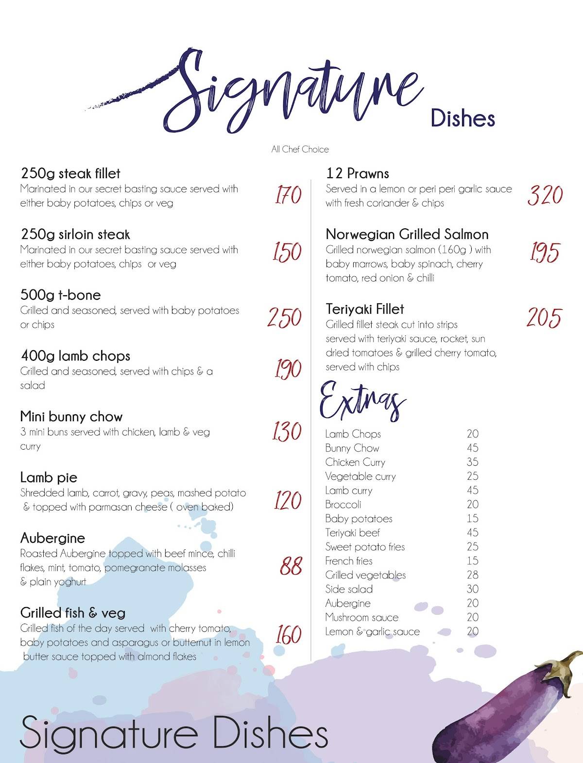 Menu at Antique Cafe, Durban, 91 Churchill Rd