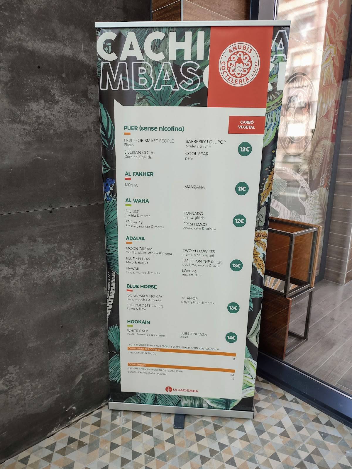 Carta del pub y bar Anubis Coctelería, Hospitalet del Llobregat