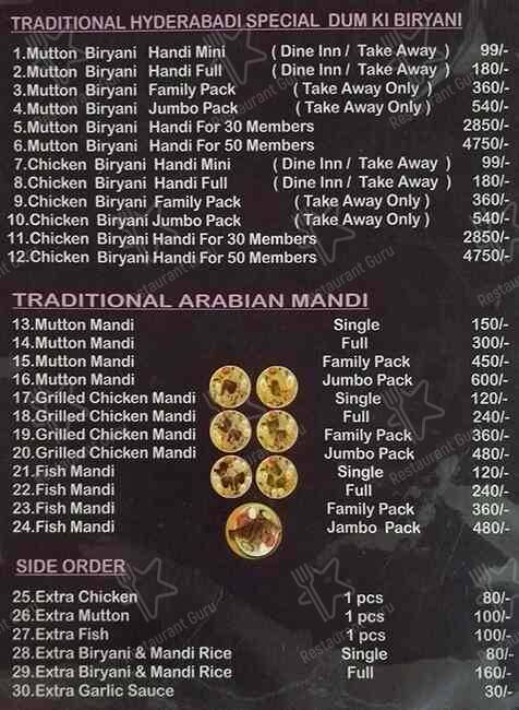 Menu at ARABIAN PALACE (THE MULTI CUISINE RESTAURANT), Hyderabad