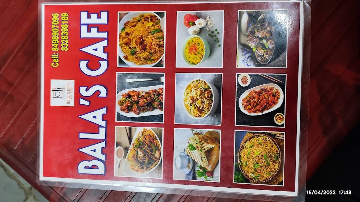 Menu at BALA'S CAFE, Hyderabad