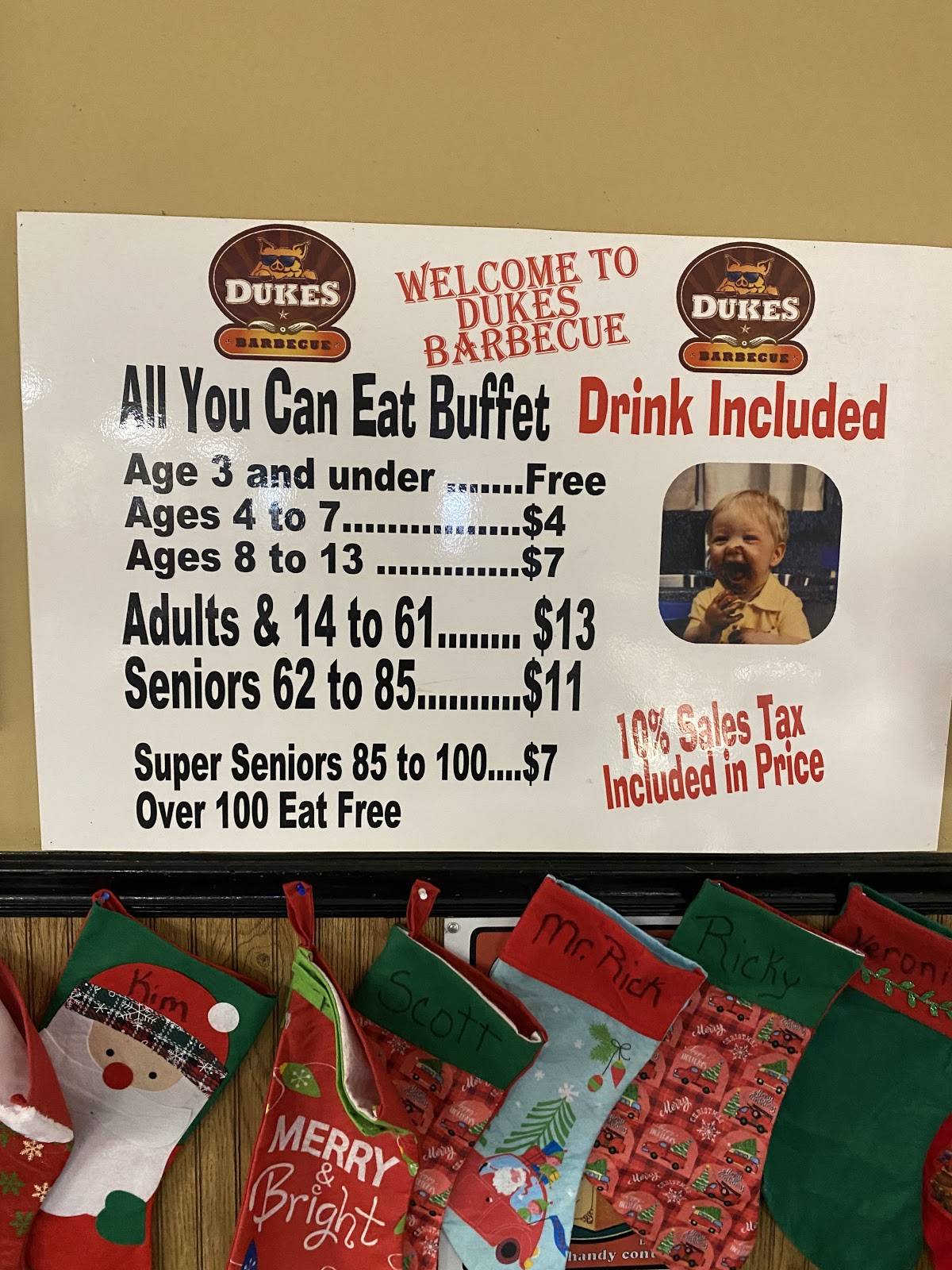Menu at Dukes Barbecue, Walterboro