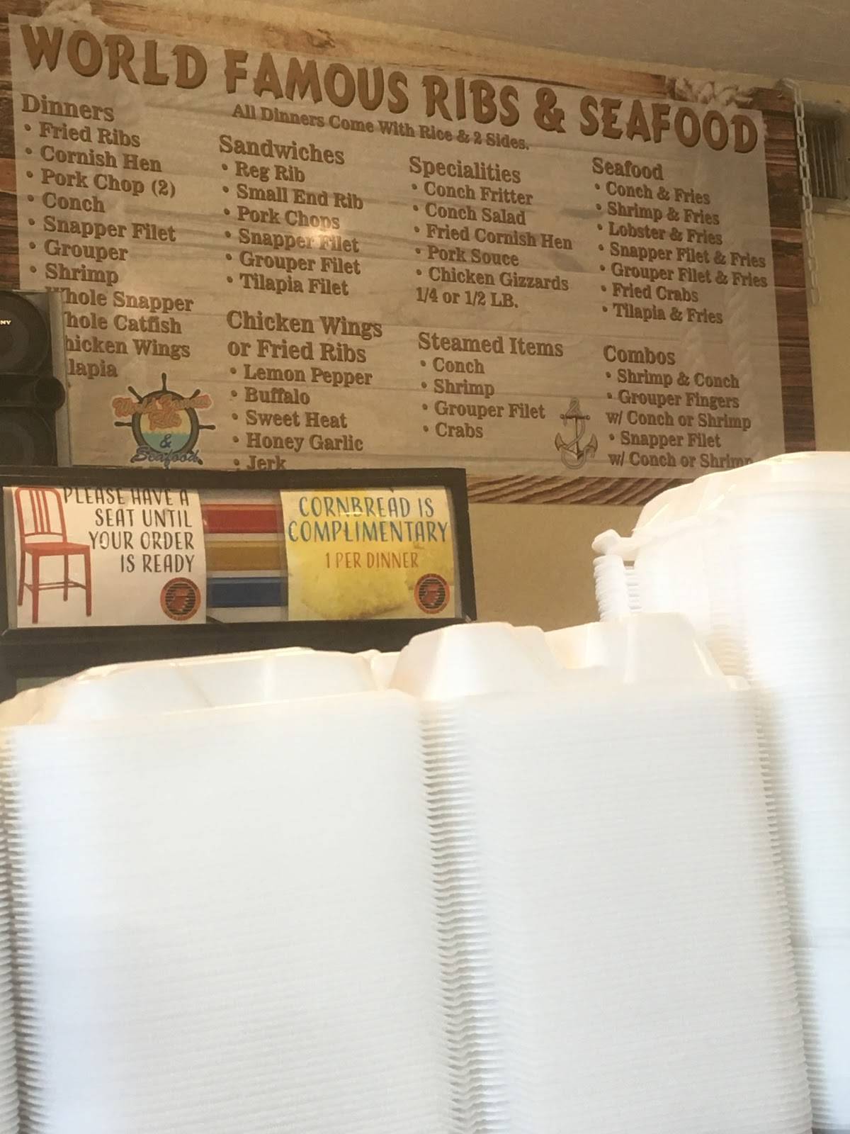 Menu at World Famous Rib Shack & Seafood BBQ, Miami