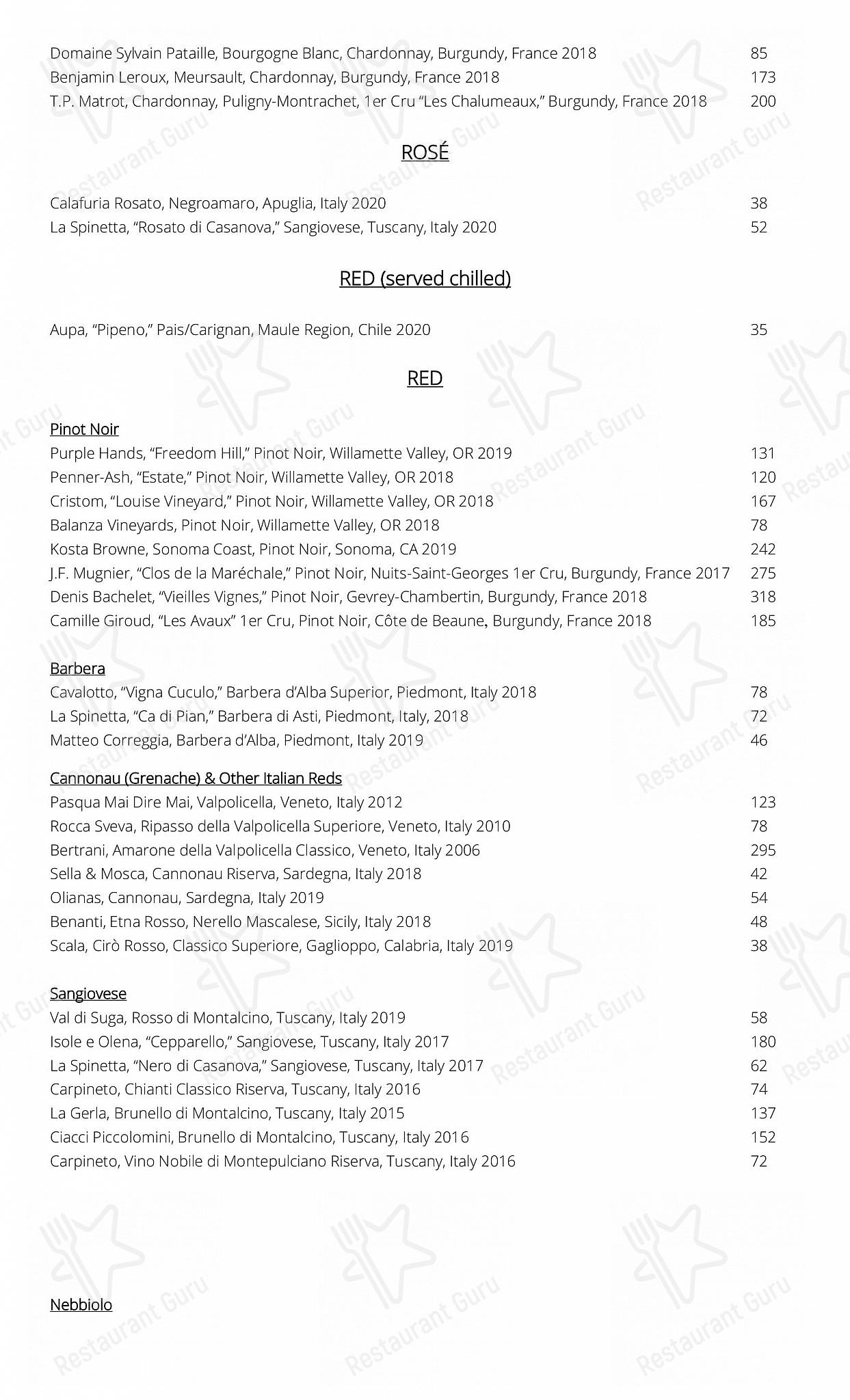 Menu at BOSA Food & Drink restaurant, Bend