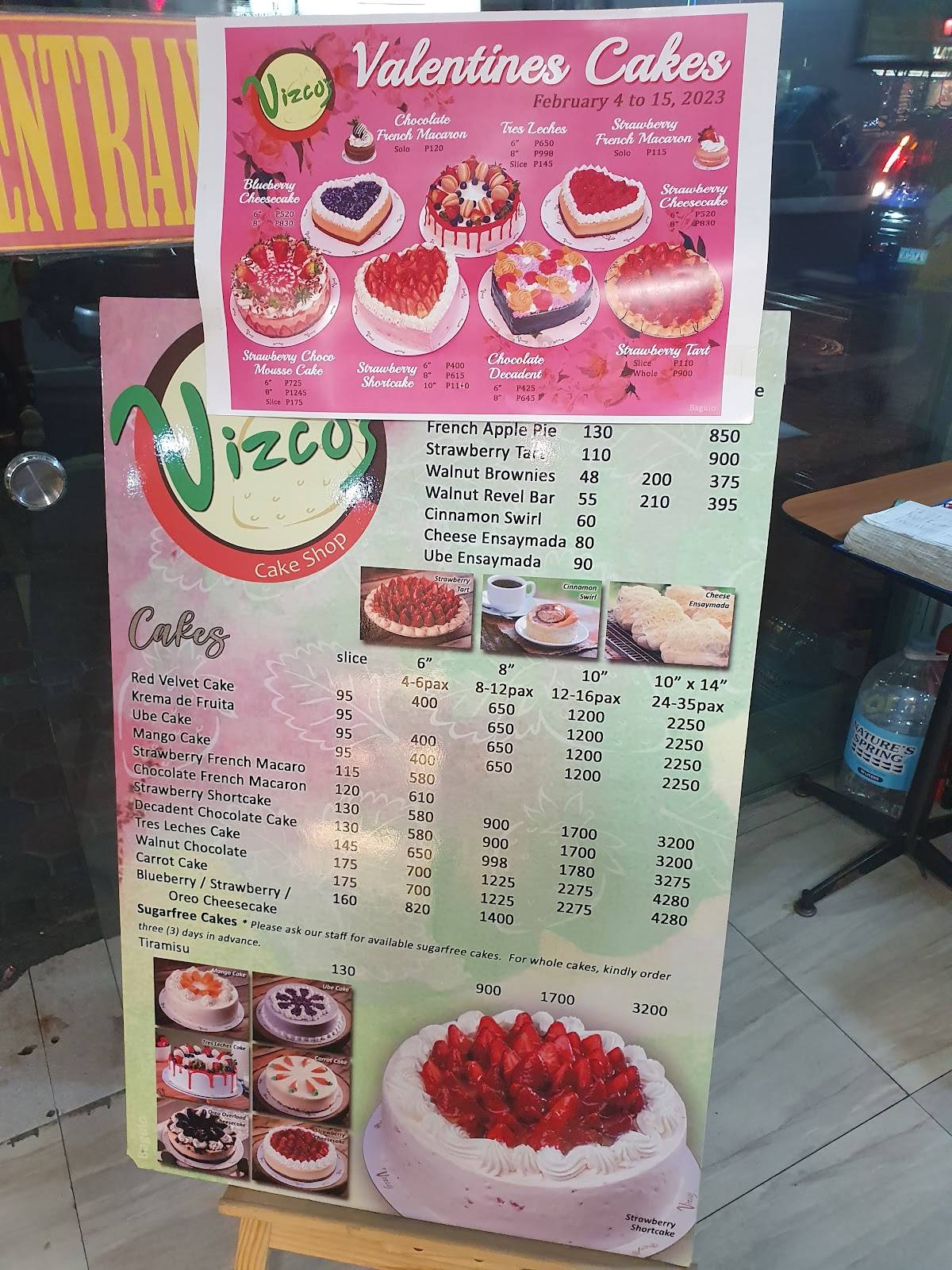 Menu at Vizco's Restaurant & Cake Shop, Baguio