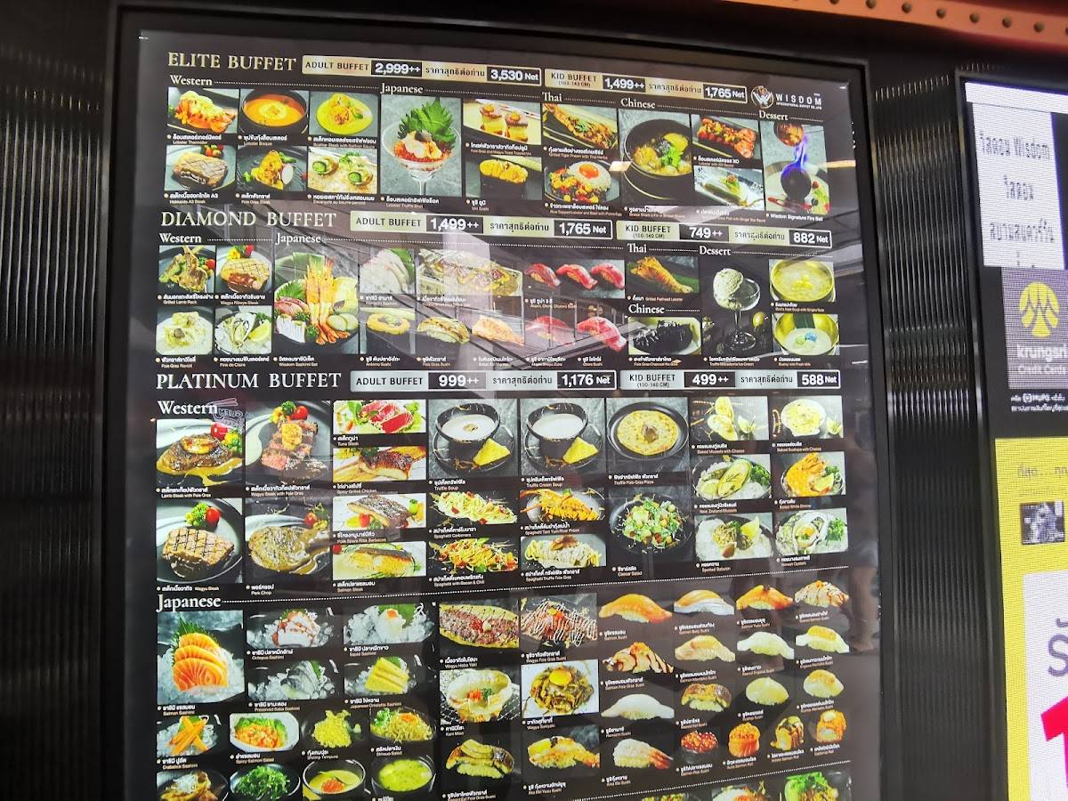 Menu at WISDOM International Buffet Siam Square One restaurant, Bangkok
