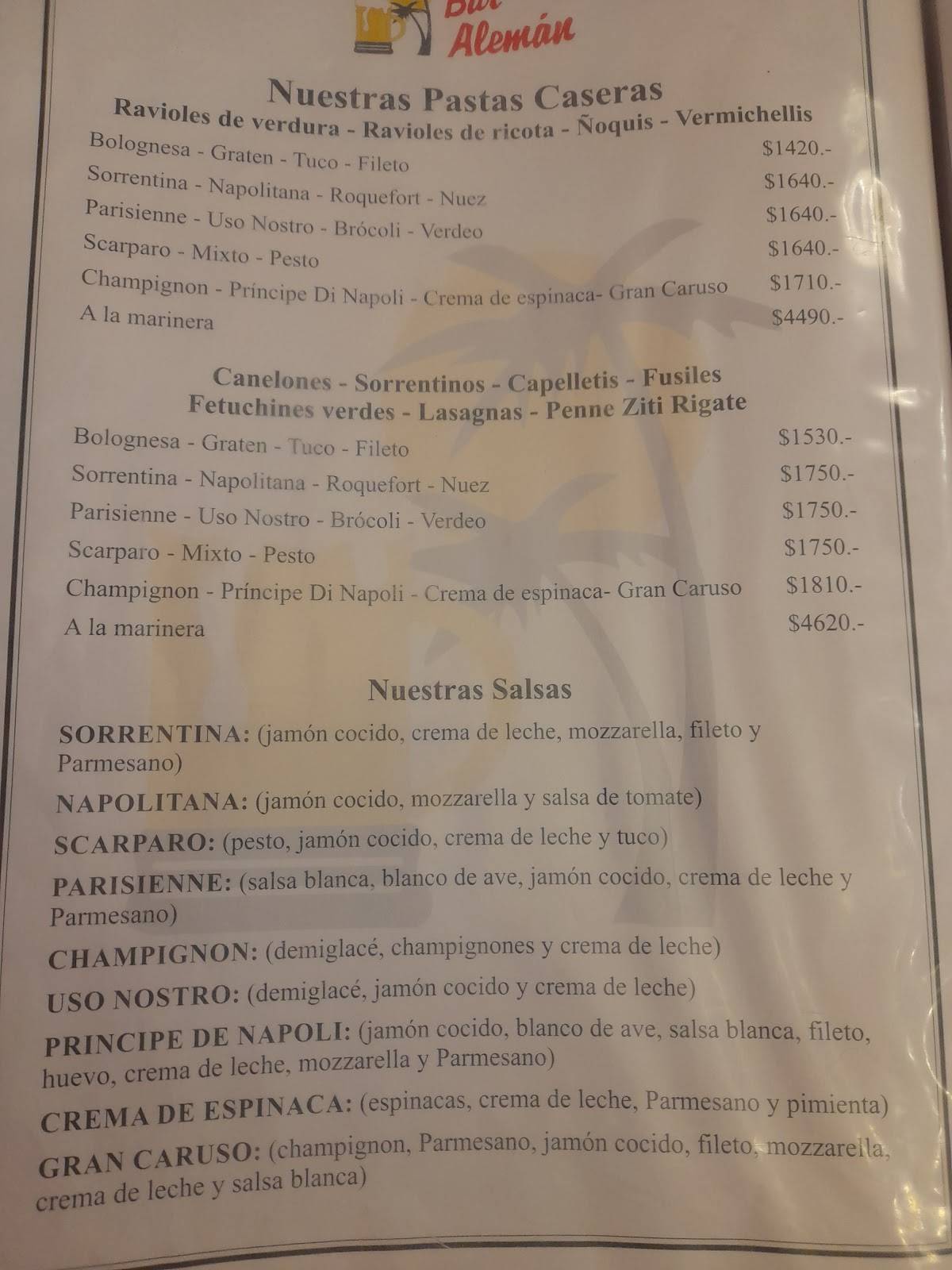 Carta de Bar Alemán, Buenos Aires, Av. 5992