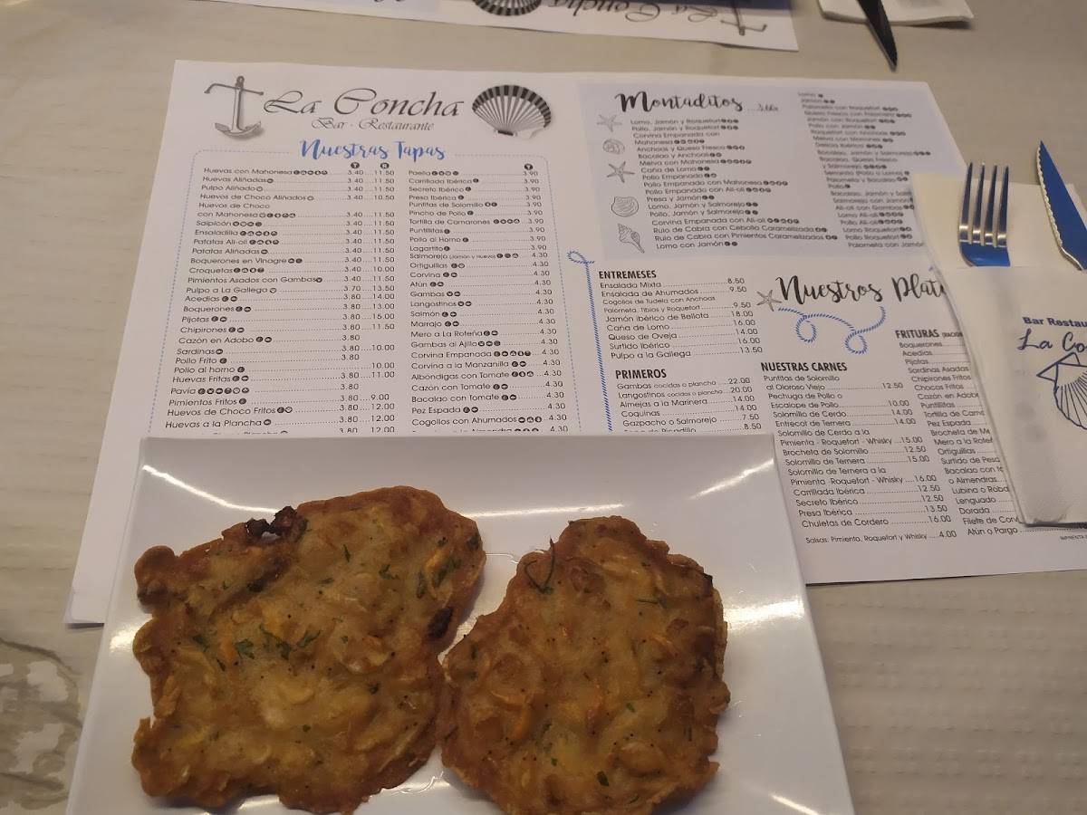 Carta de Bar-Restaurante La Concha., Chipiona