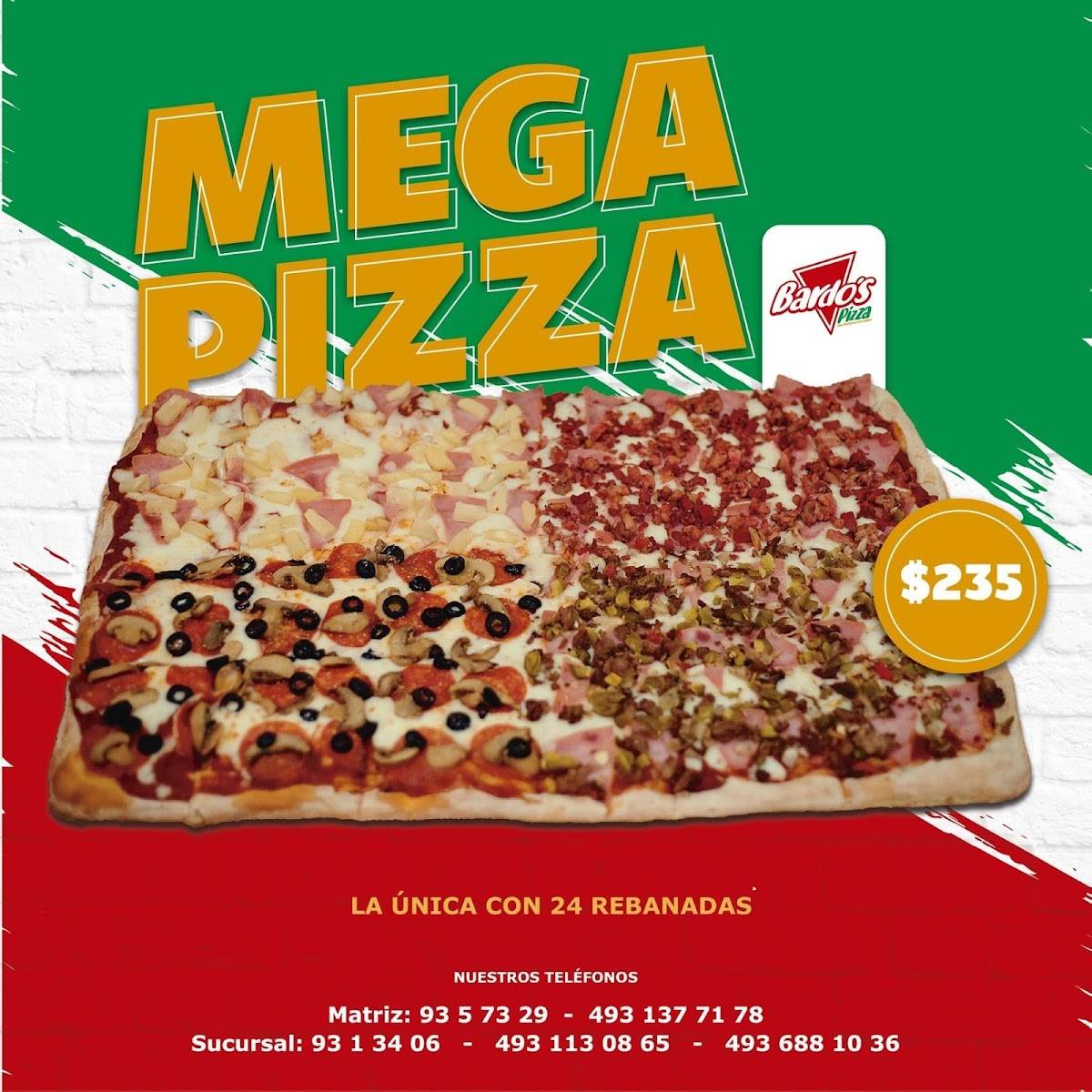 Carta de Bardo’s pizza, Fresnillo