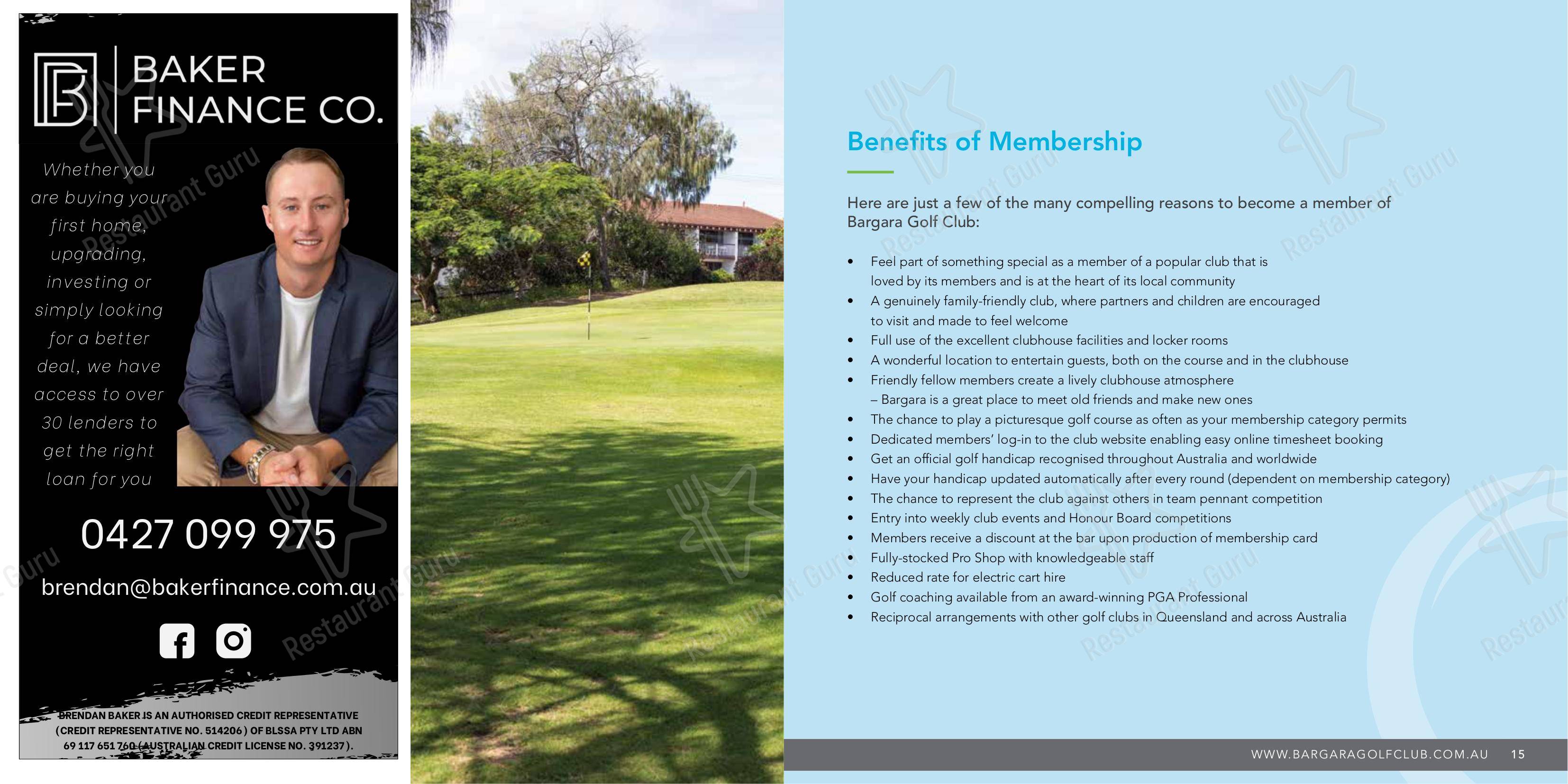 Menu at Bargara Golf Club, Bargara