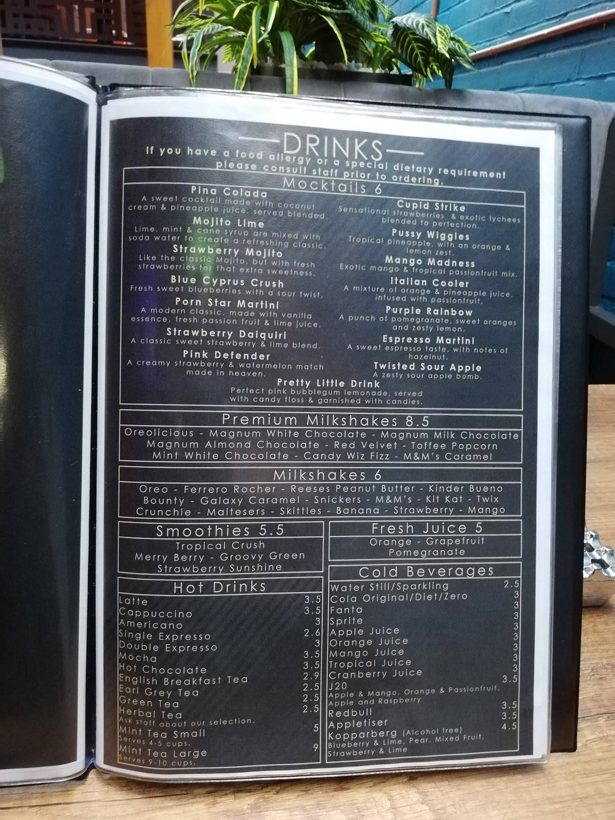 Menu at Double Apple Kitchen steakhouse, London