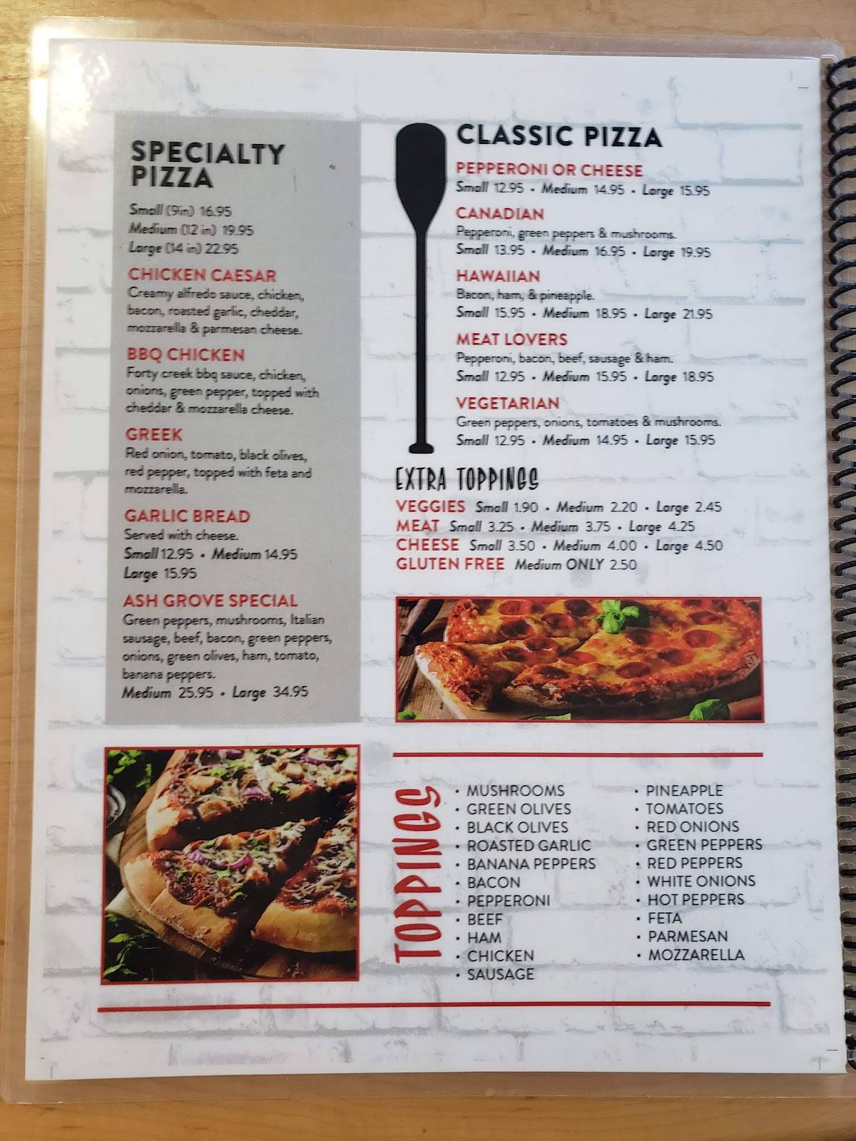Menu at Ash Grove Inn restaurant, Barry's Bay