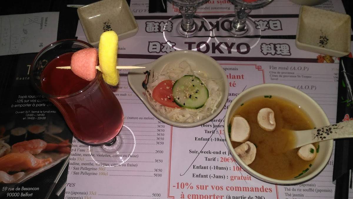 Menu au Tokyo restaurant, Belfort, 59 Rue de Besançon