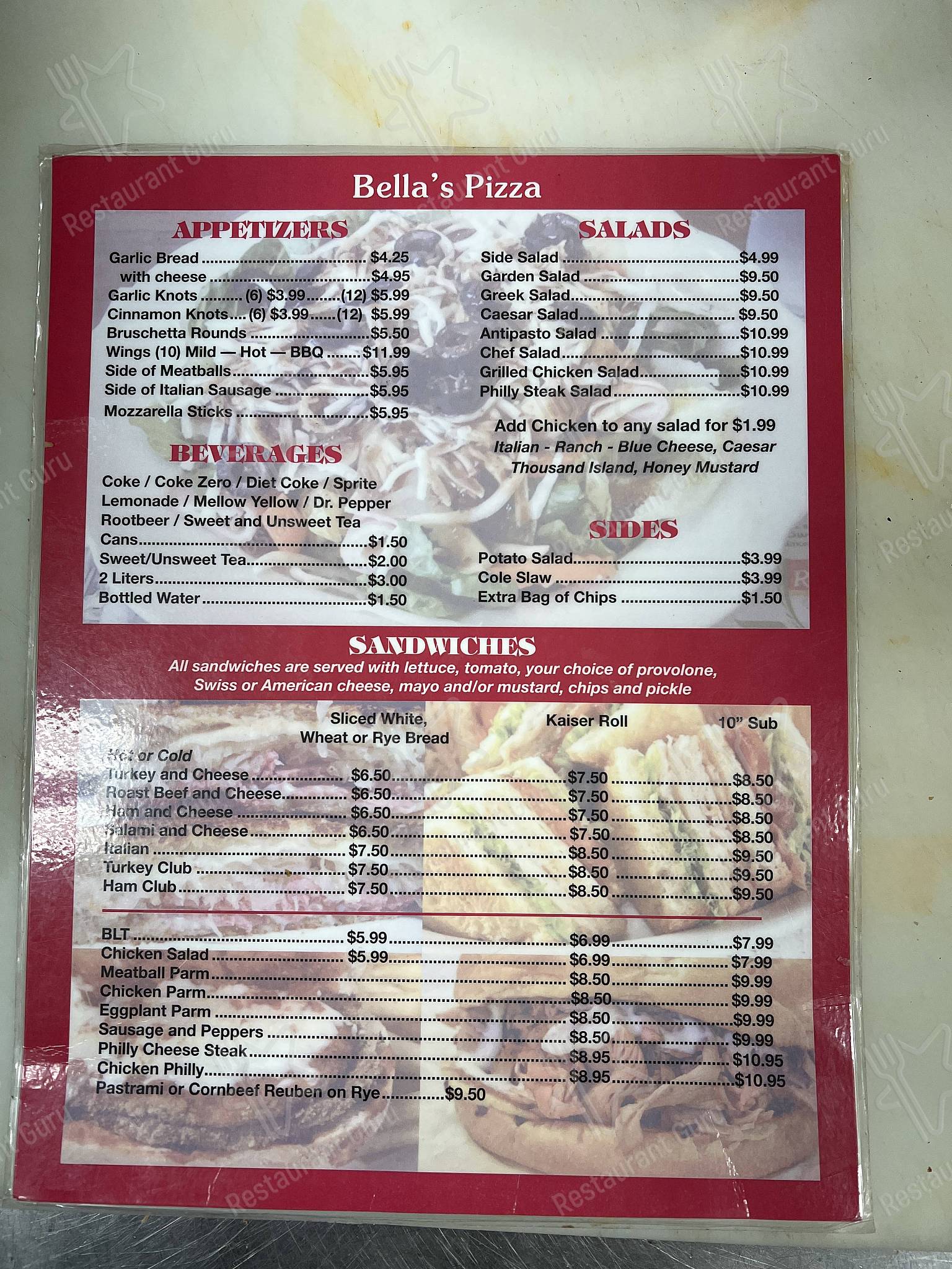 Menu at Bella's Pizza & Deli pizzeria, Calabash