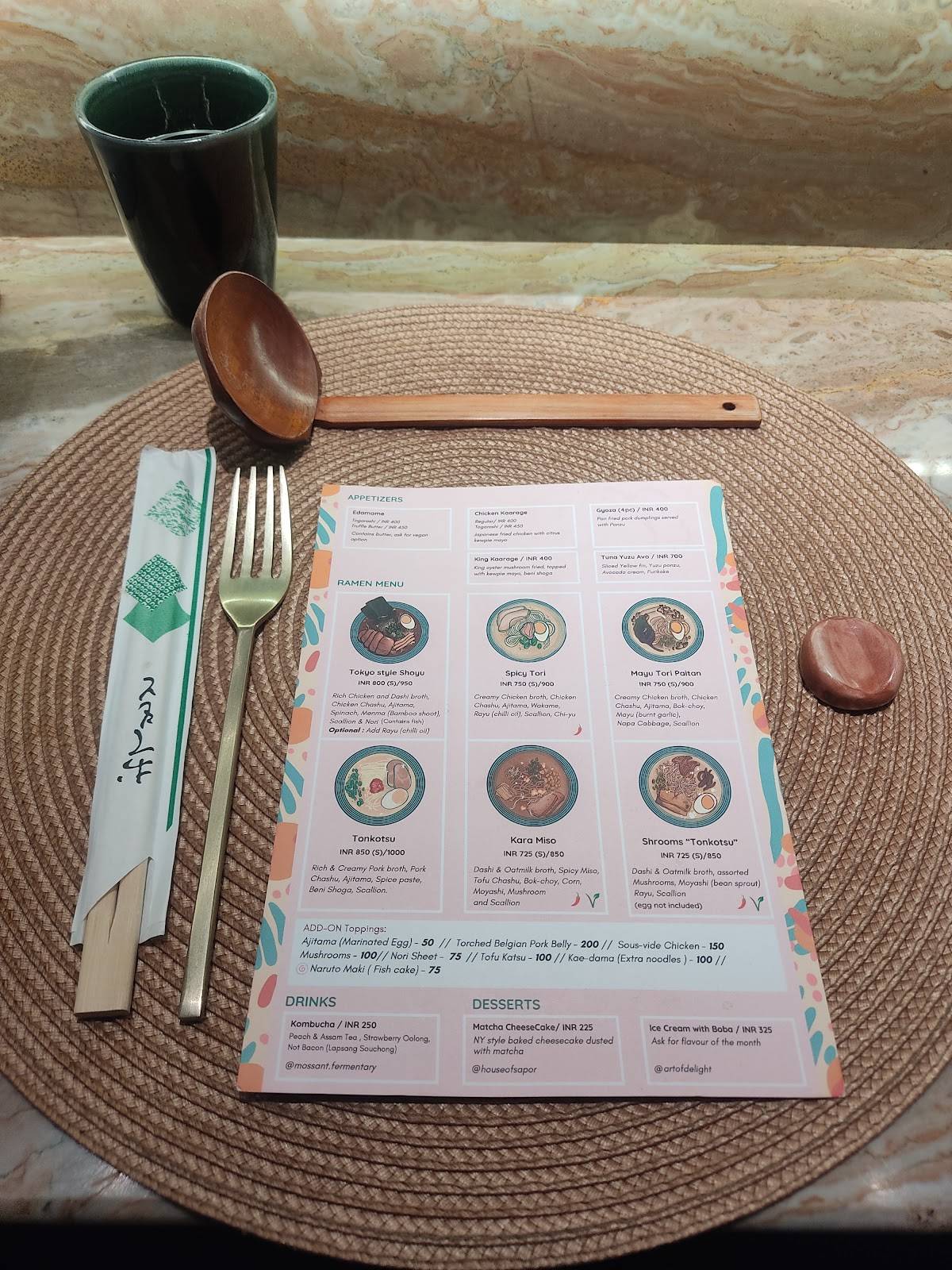 Menu at Naru Noodle Bar, Bengaluru
