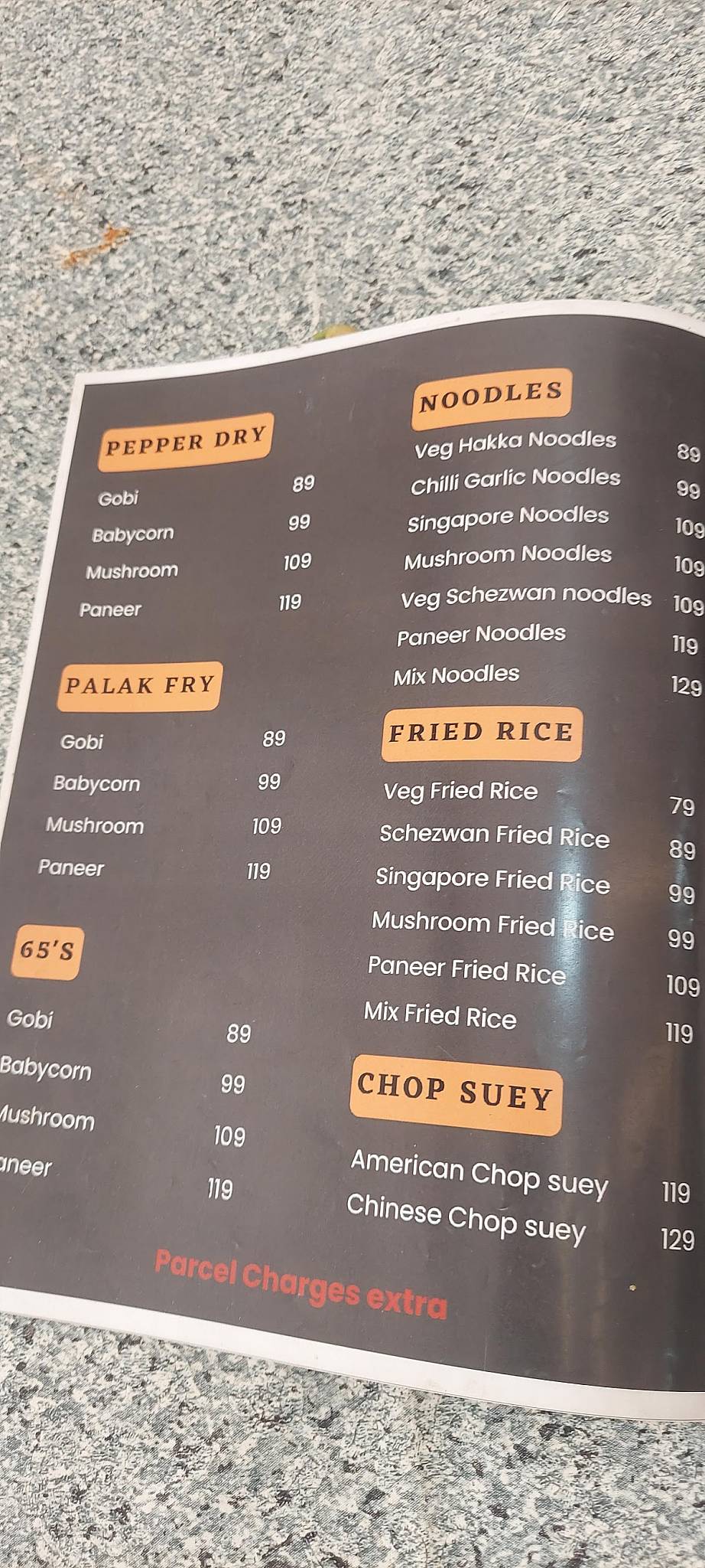 Menu at Roti Boss, Bengaluru