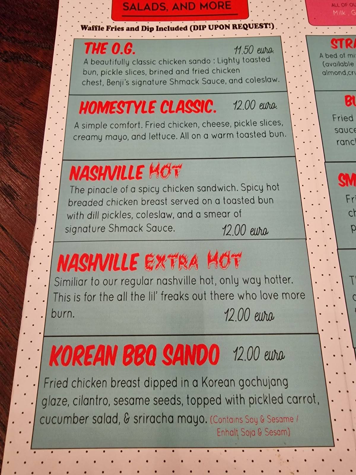 Menu at Benji's Birdhouse restaurant, Ramstein-Miesenbach
