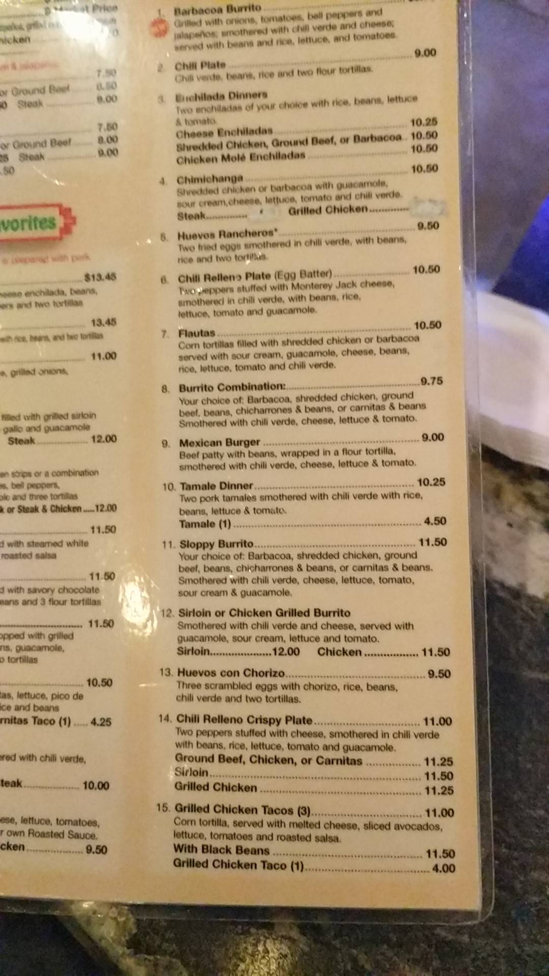Menu at Benny's Restaurant & Cantina, Denver