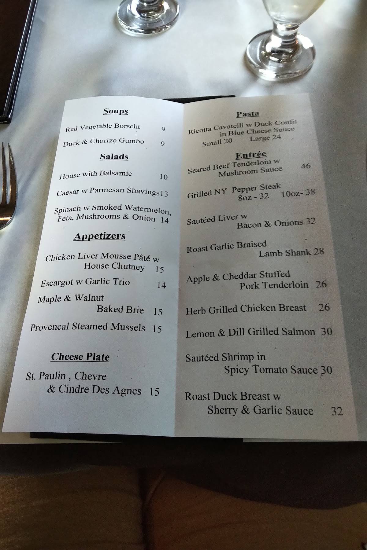 Menu at Black Birch Restaurant, Orangeville
