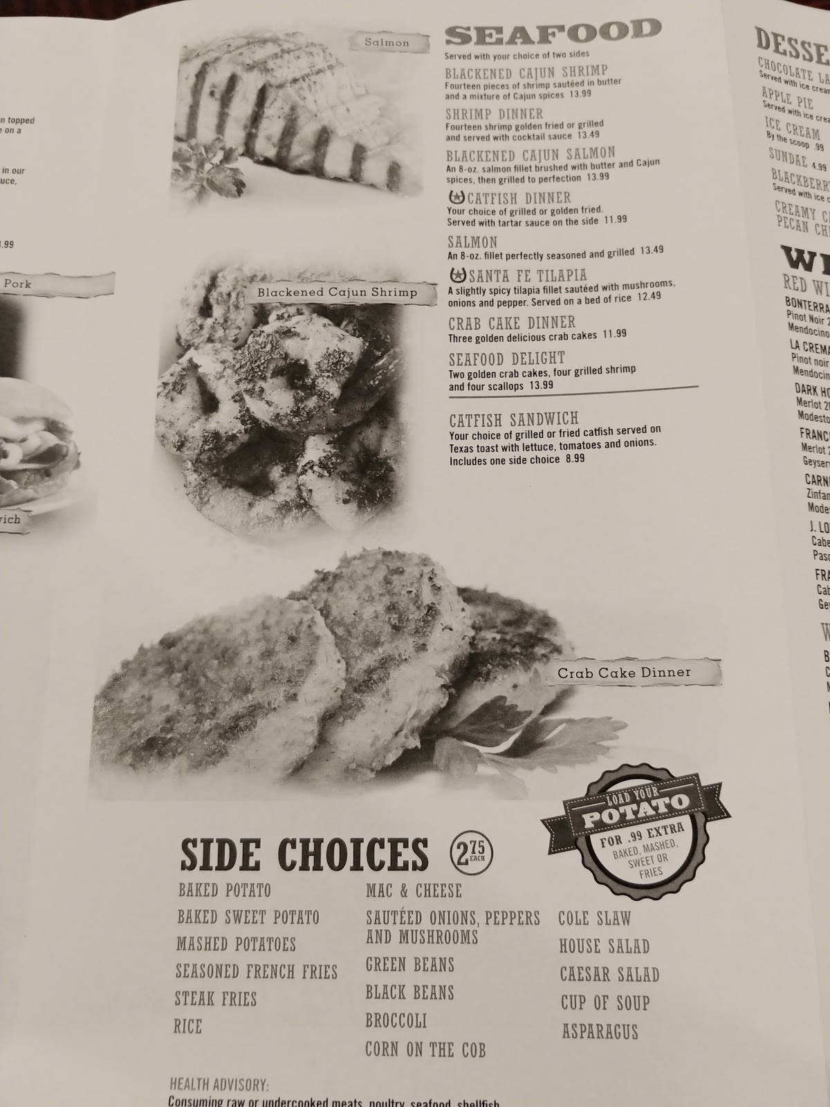 Menu at Black Stallion Steakhouse, Columbia