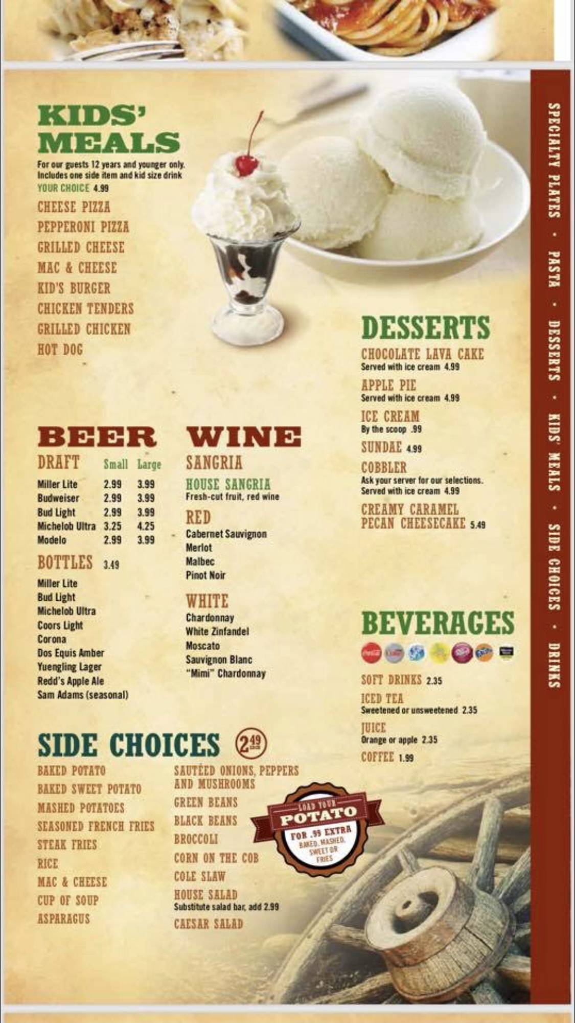 Menu at Black Stallion Steakhouse, Columbia