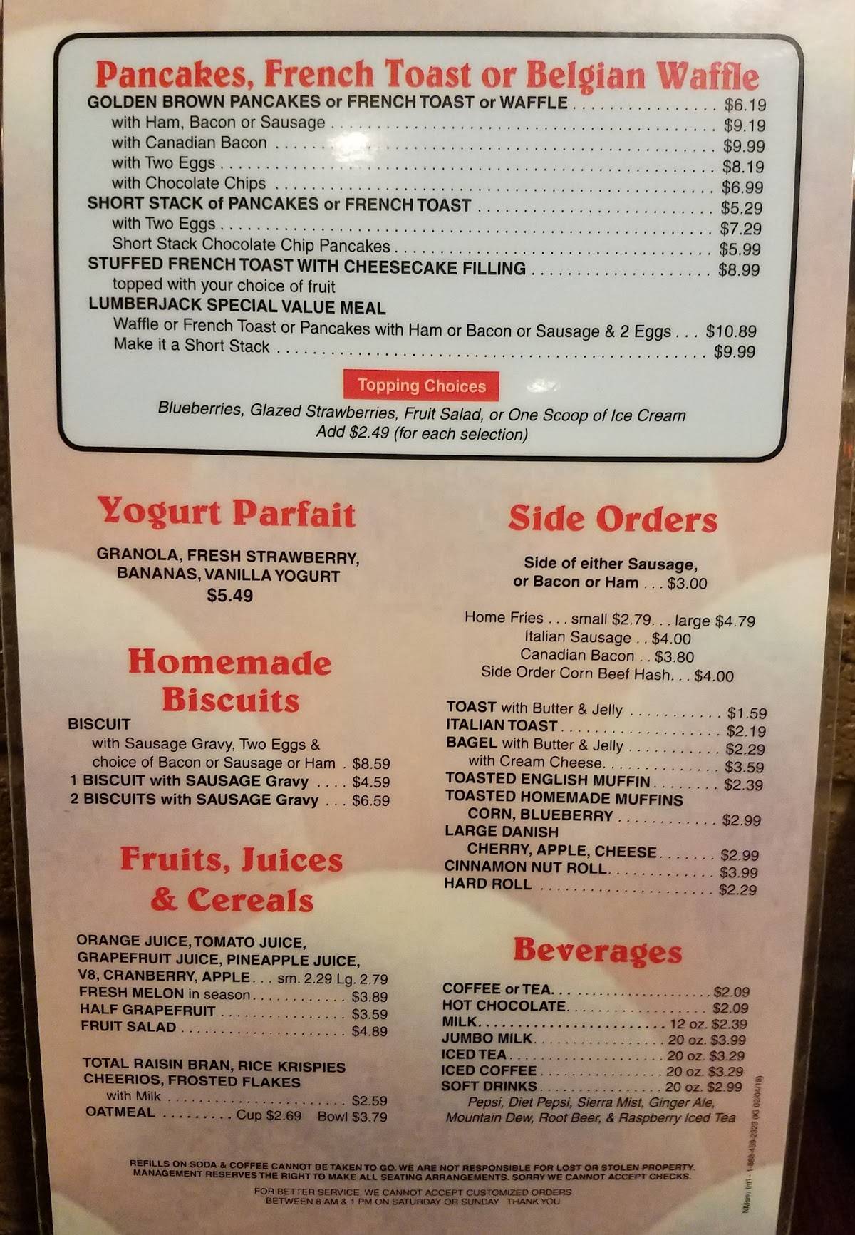 Menu at Blue Ribbon Restaurant & Bakery, Schenectady